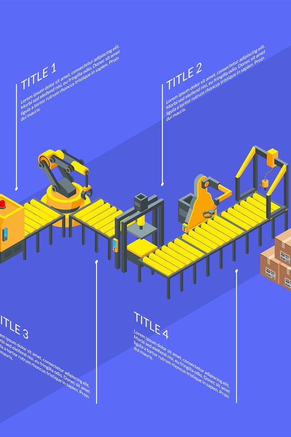 Vector isometric conveyor elements infographics (829017)