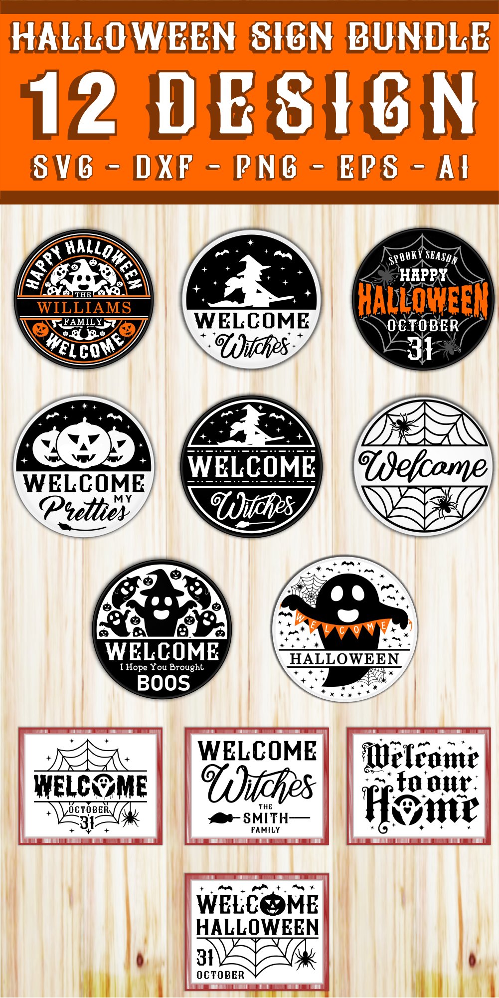 Halloween Round Signs Bundle | Halloween SVG Bundle