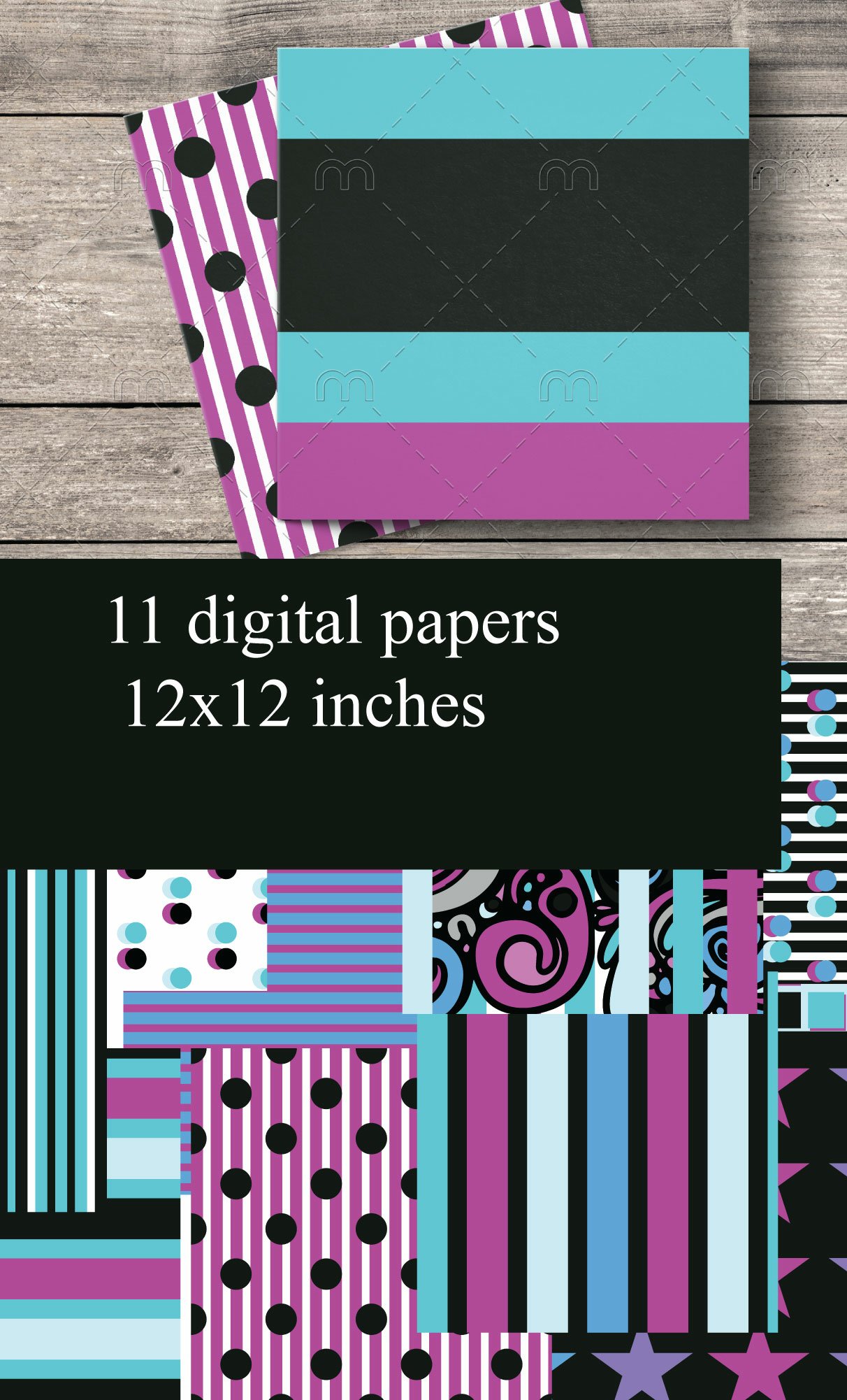 Bright colorful digital papers bundle