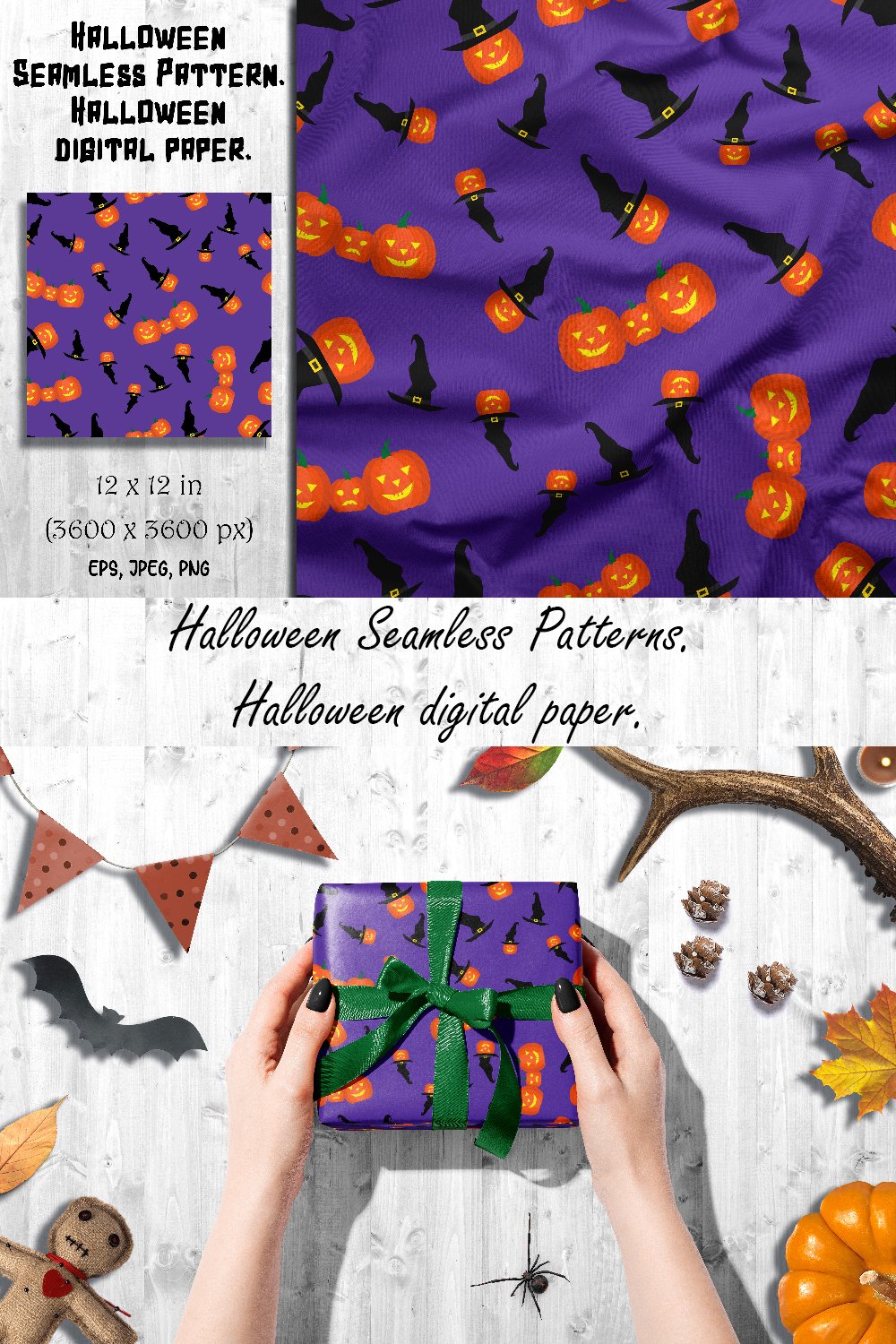Halloween Seamless Patterns. Halloween digital paper.