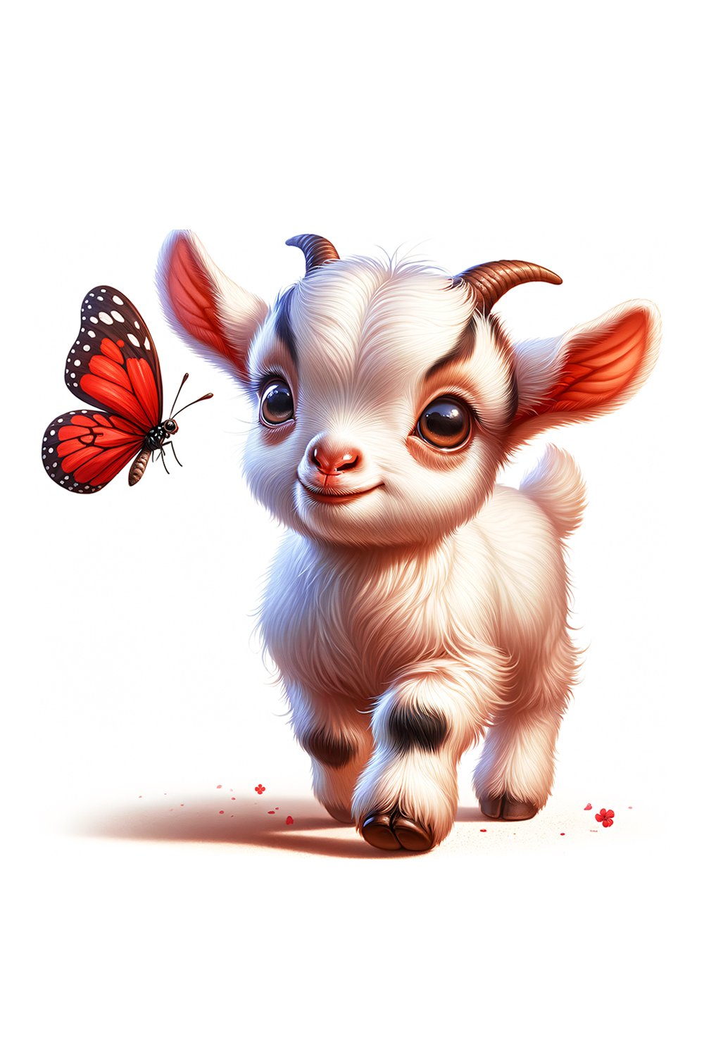 Cute Goat Playing with Butterfly JPG File (3526094)