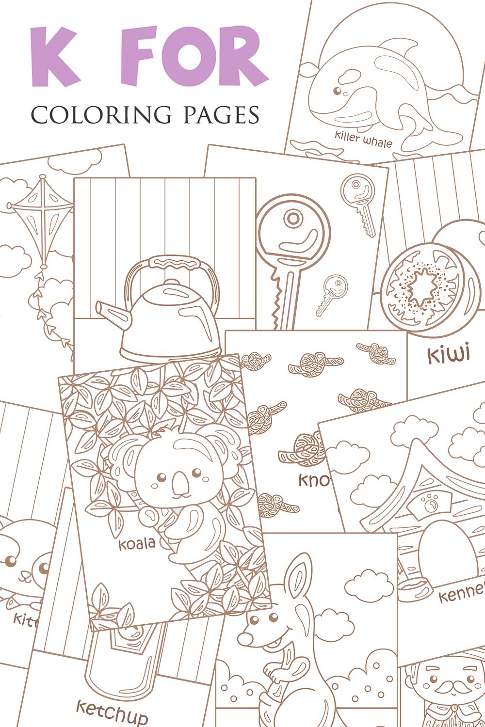 Alphabet K For Vocabulary Reading Lesson Kids Coloring Set