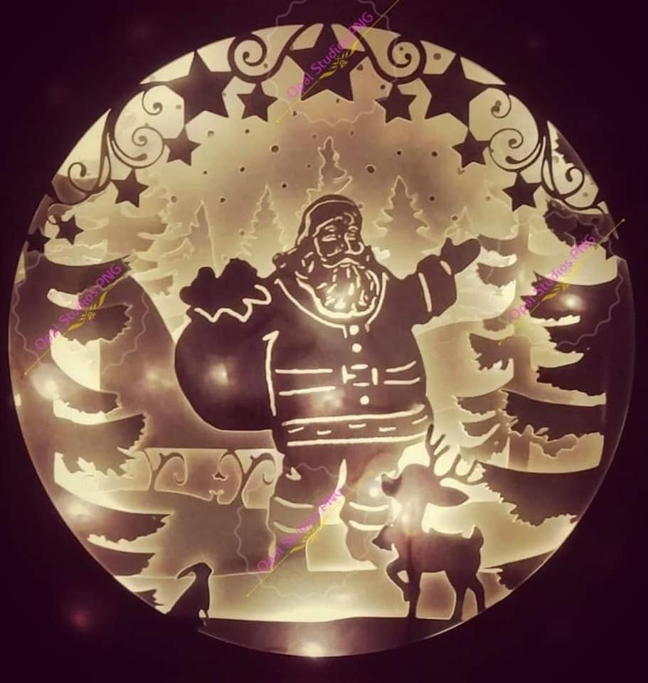 Santa father christmas noel reindeer 3d layered (1276186)