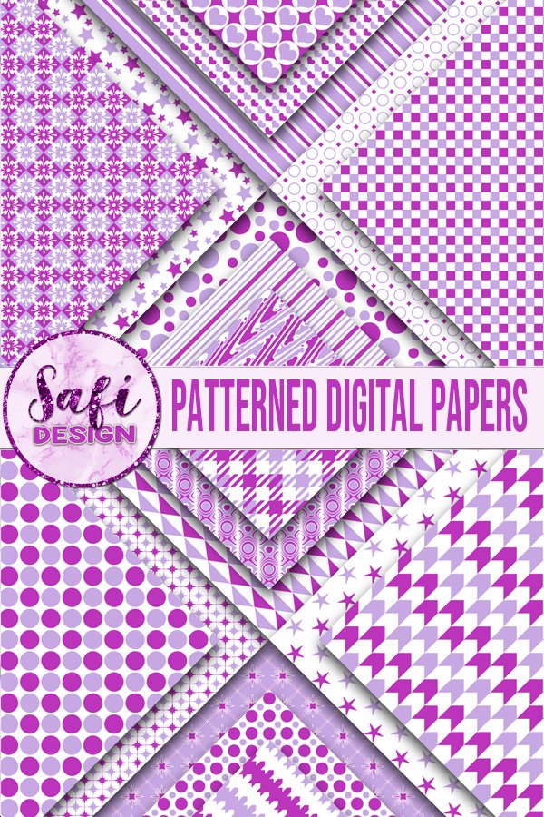 Digital Papers Backgrounds - Purple and Lilac Patterns