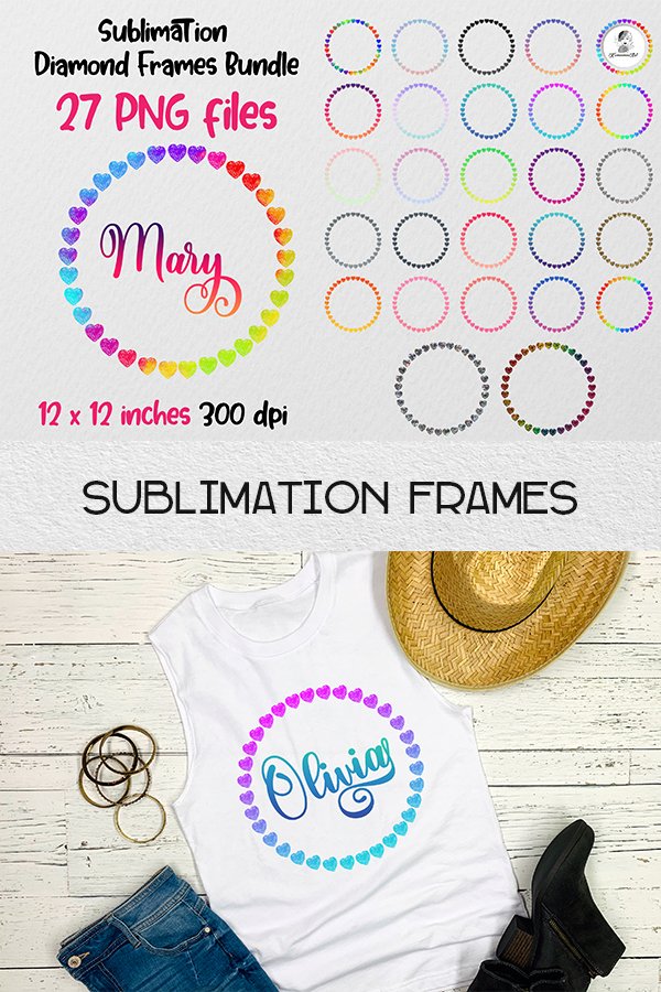 Circle Diamond Frames Bundle, Sublimation Gemstone Rainbow F