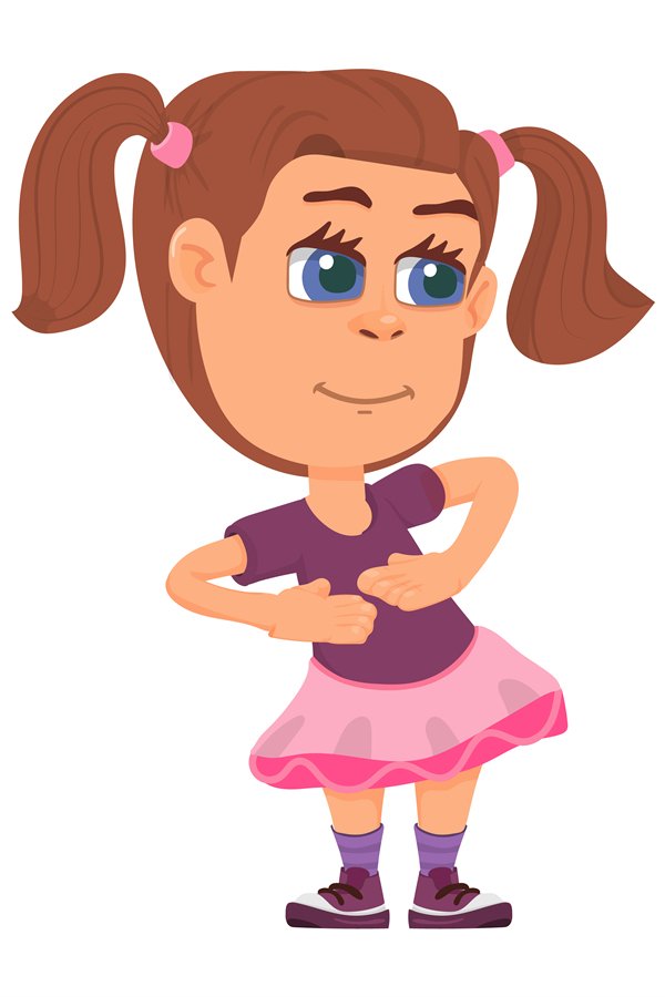 Dancing girl. Young woman dancer character in cartoon style