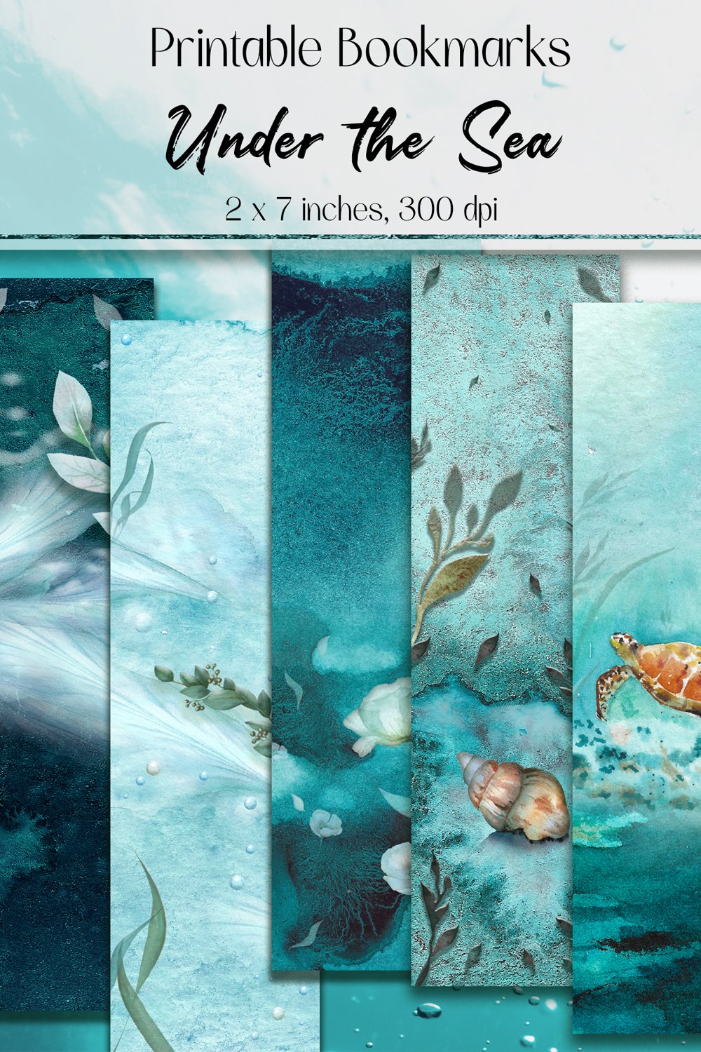 "Under the Sea" Printable Bookmarks, Floral Underwater Set