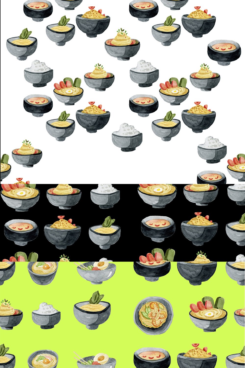 noodles seamless pattern with asian food