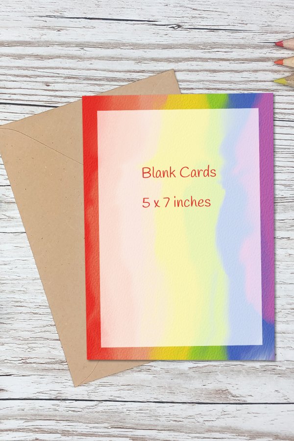 Rainbow Watercolor Blank Card Templates Editable PDF MS Word