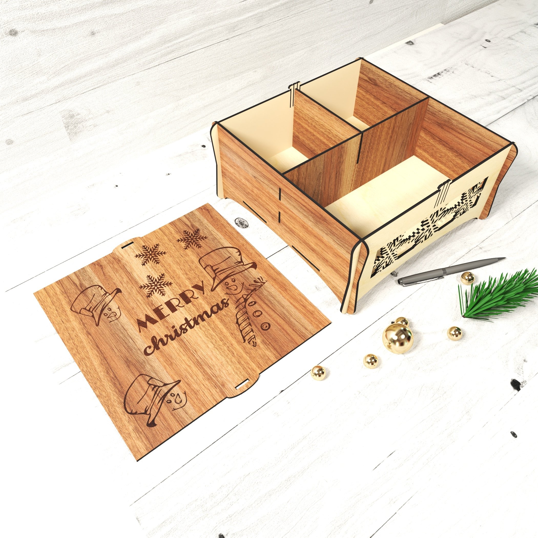 Christmas Gift Box. Glowforge ready vectors.