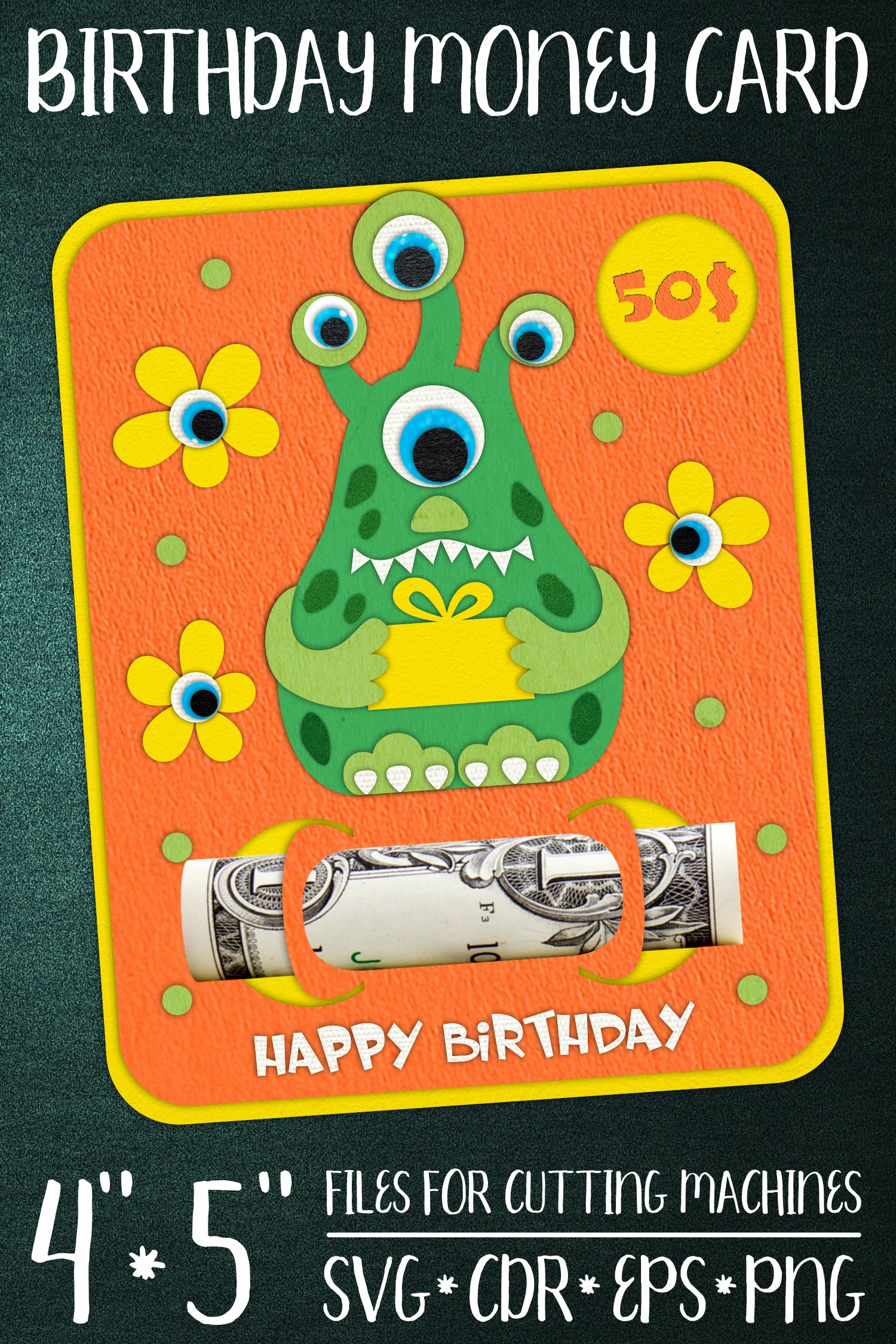 Monster Birthday Card | Money Holder Template