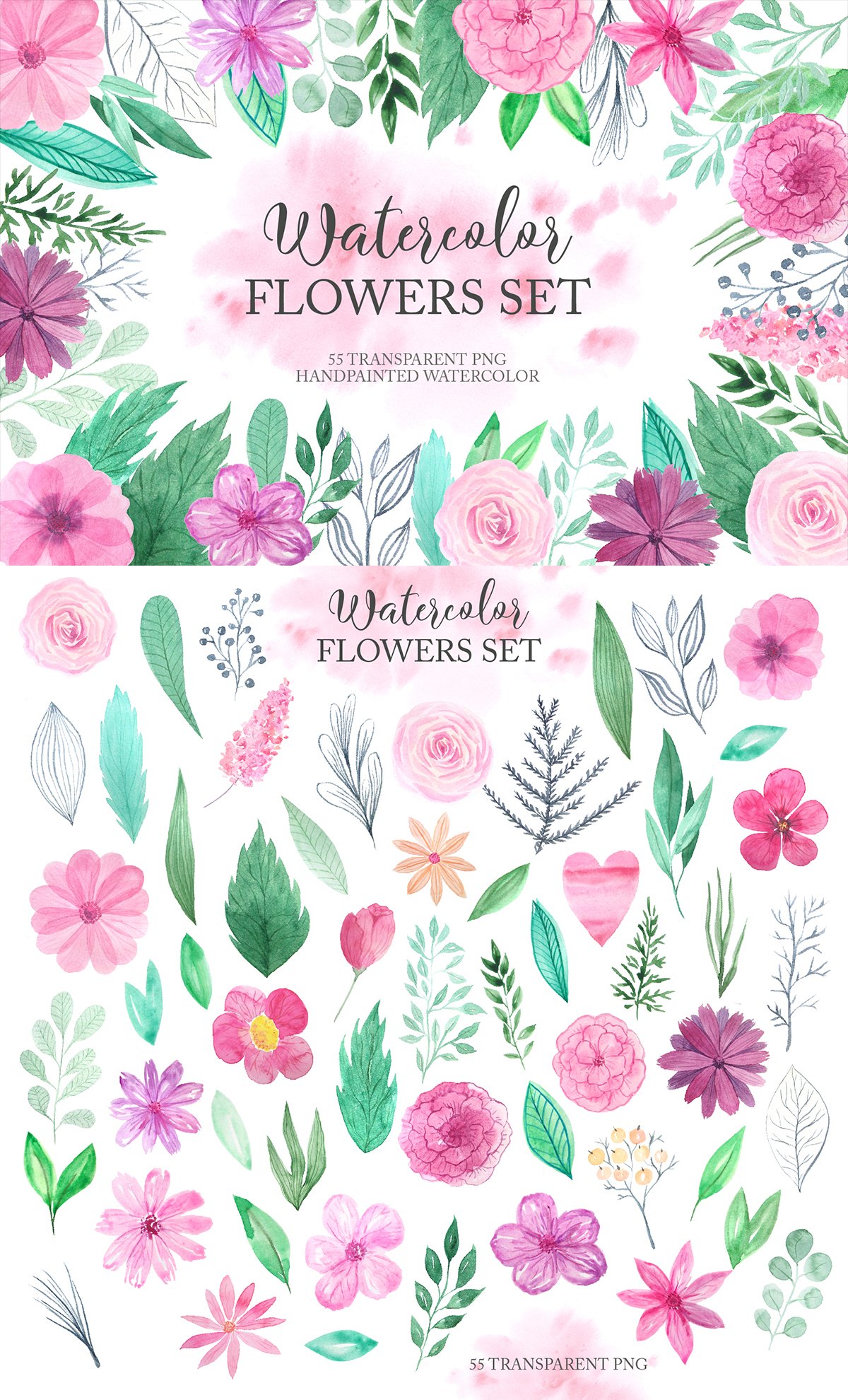 Watercolor Spring Flowers PNG Clipart (2554298)