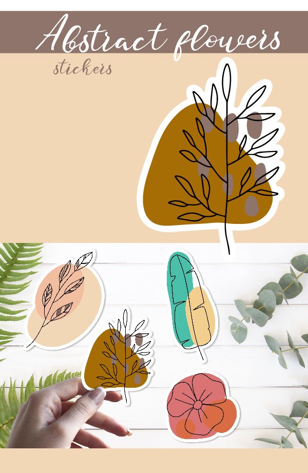 Abstract background flowers - Printable stickers PNG