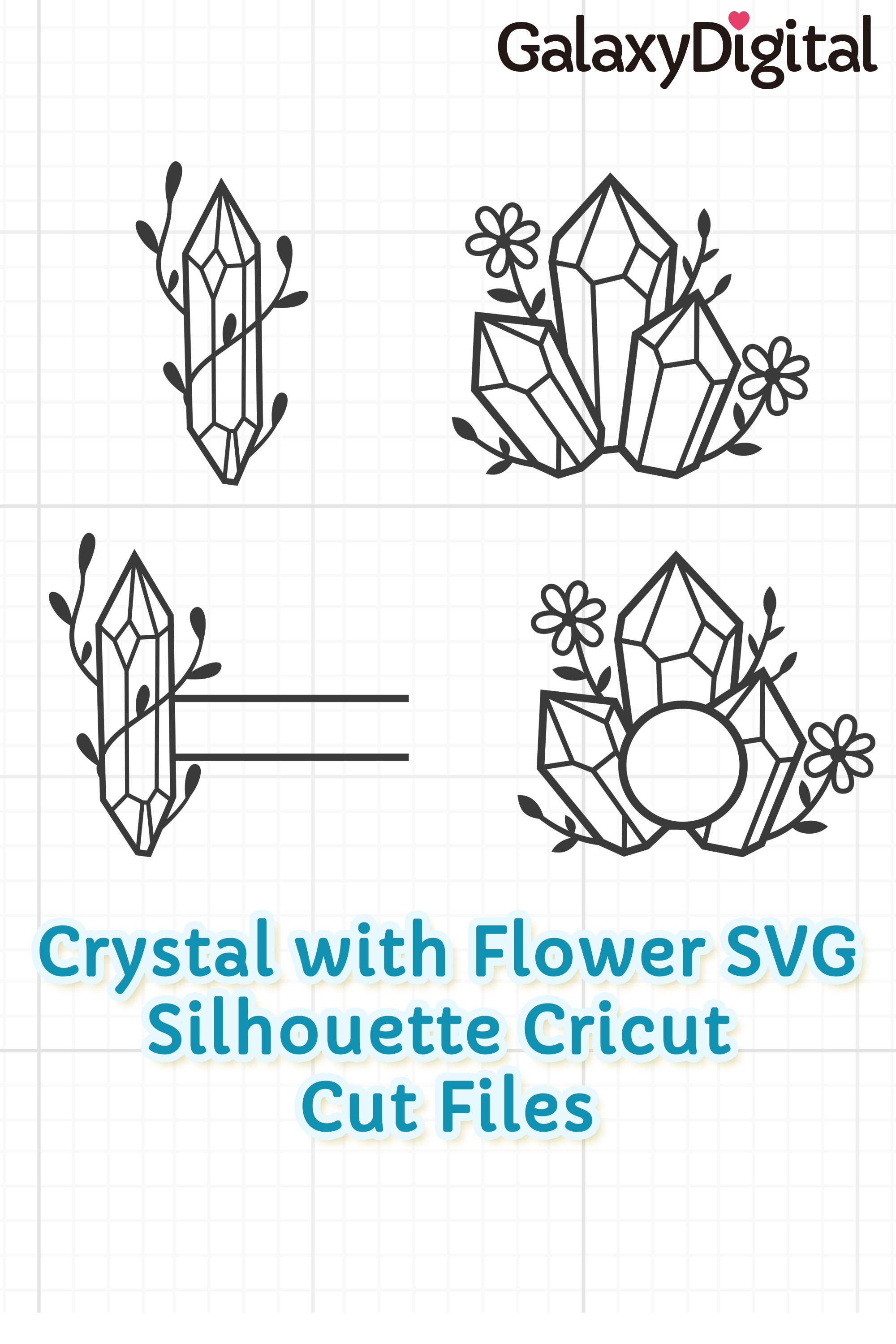 Crystal with Flower Monogram Frame SVG, Crystal SVG