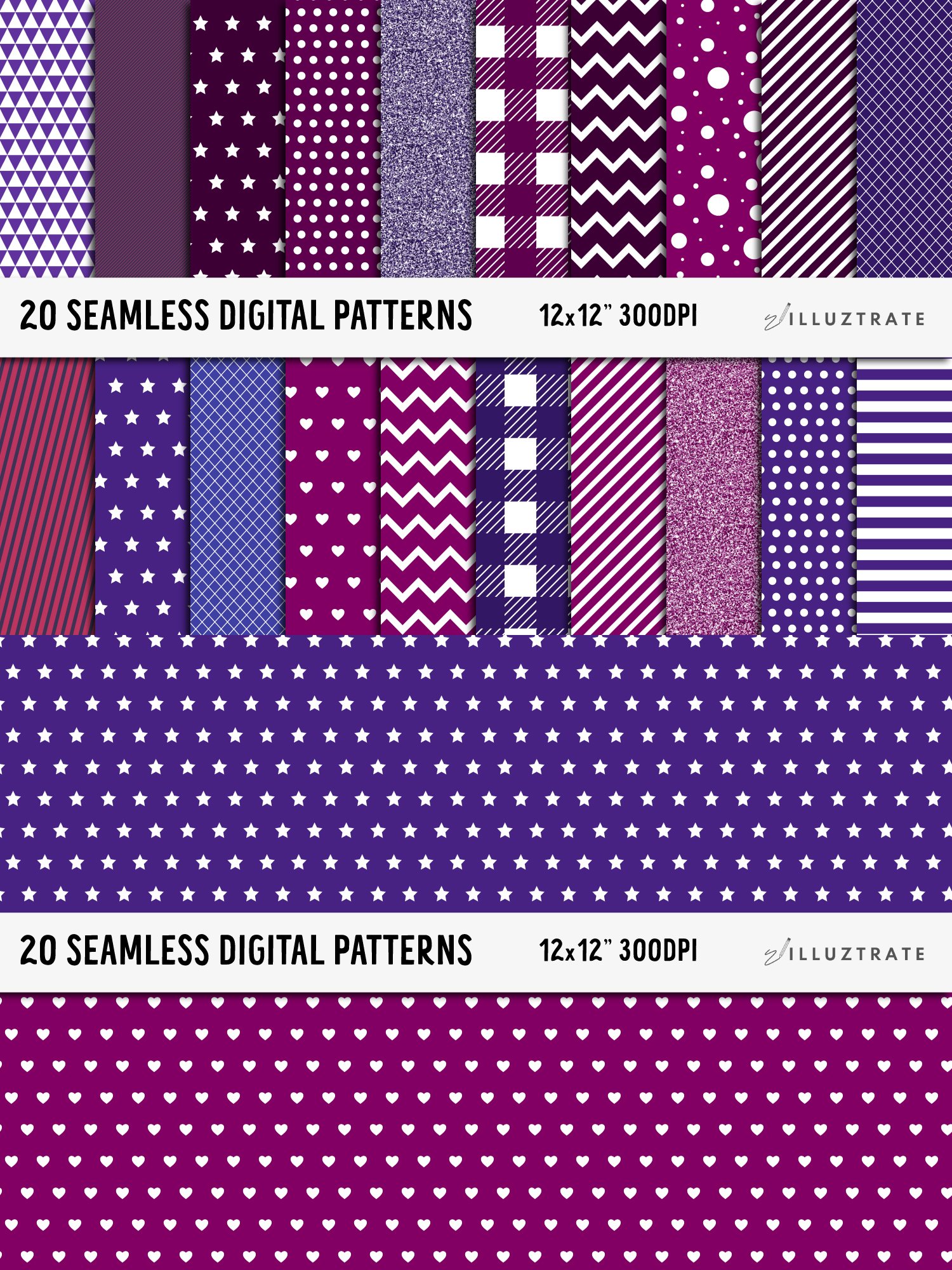 Dark Purple Seamless Patterns | Purple Digital Paper