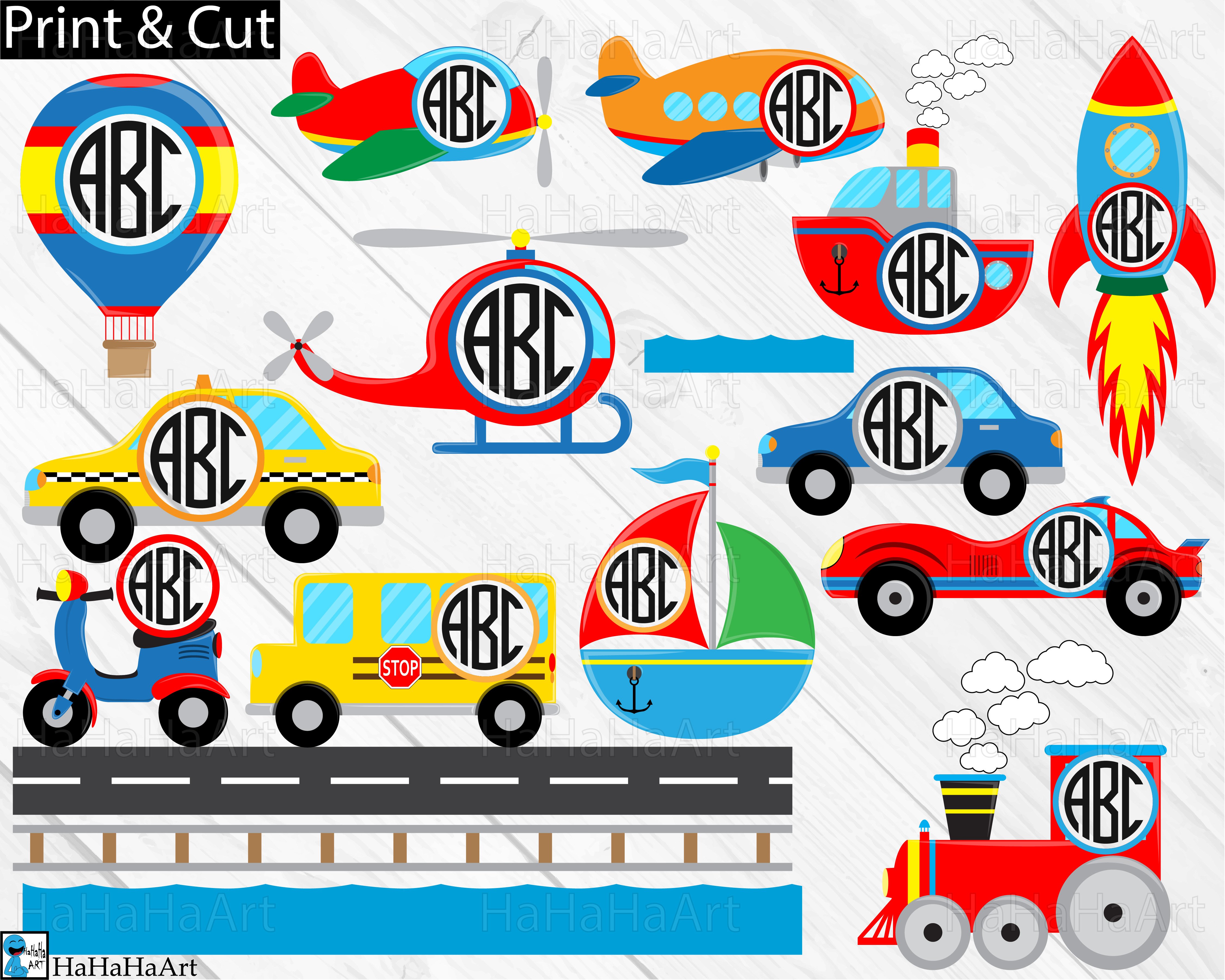 Circle Fun Transportation - Clip art / Cutting Files 408c