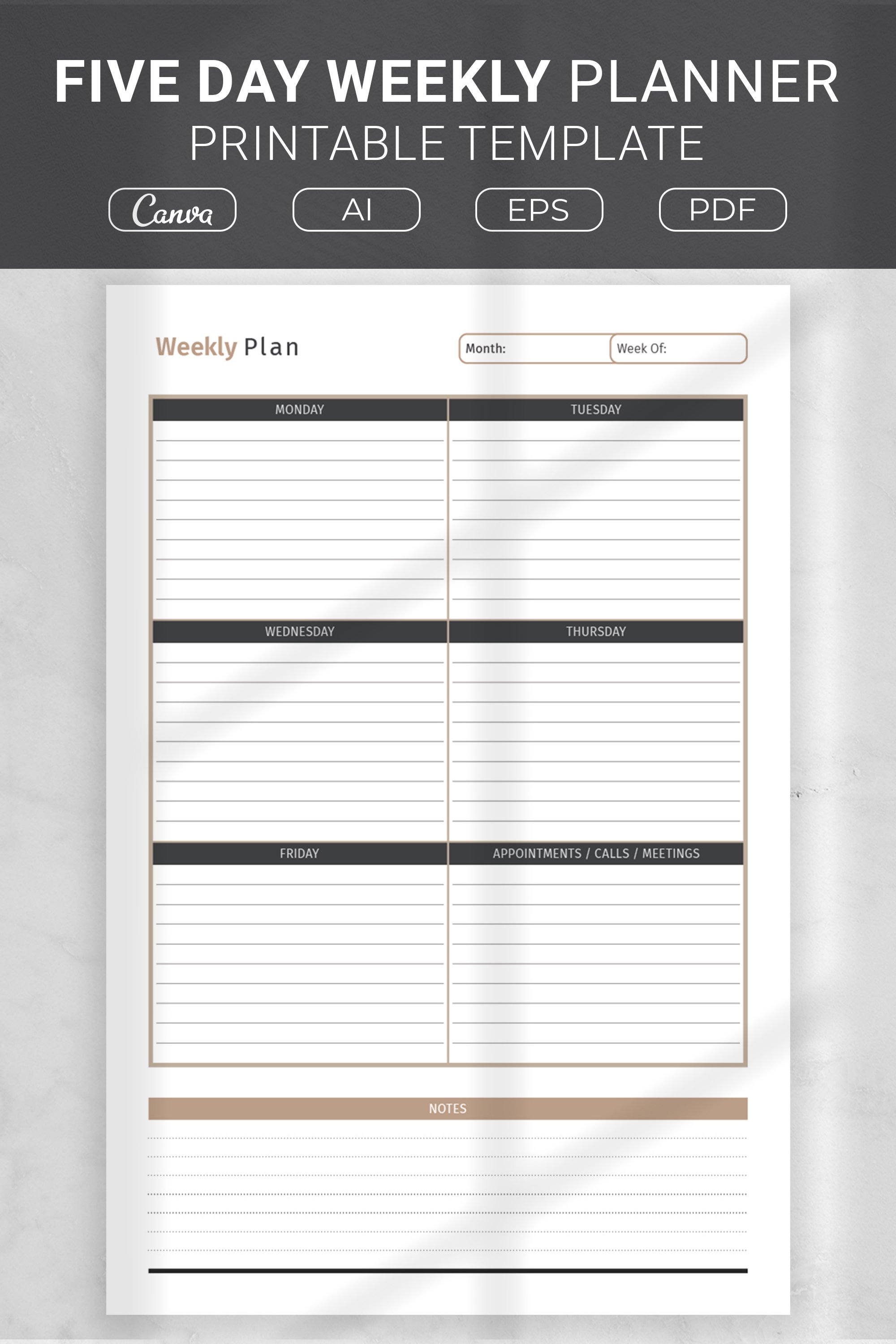 Five Day Weekly Planner (2720008)