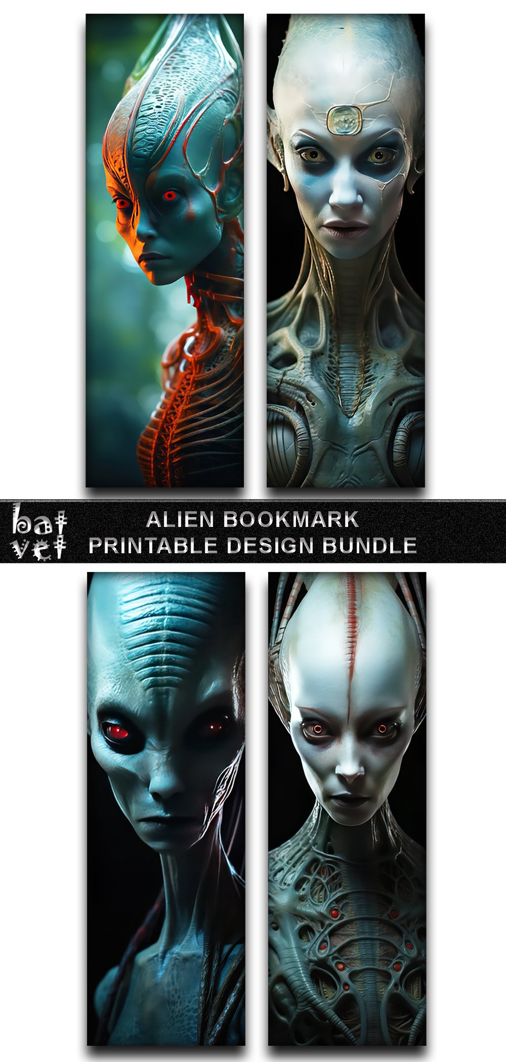 Alien Bookmark Design | SciFi Book Mark Sublimation PNG