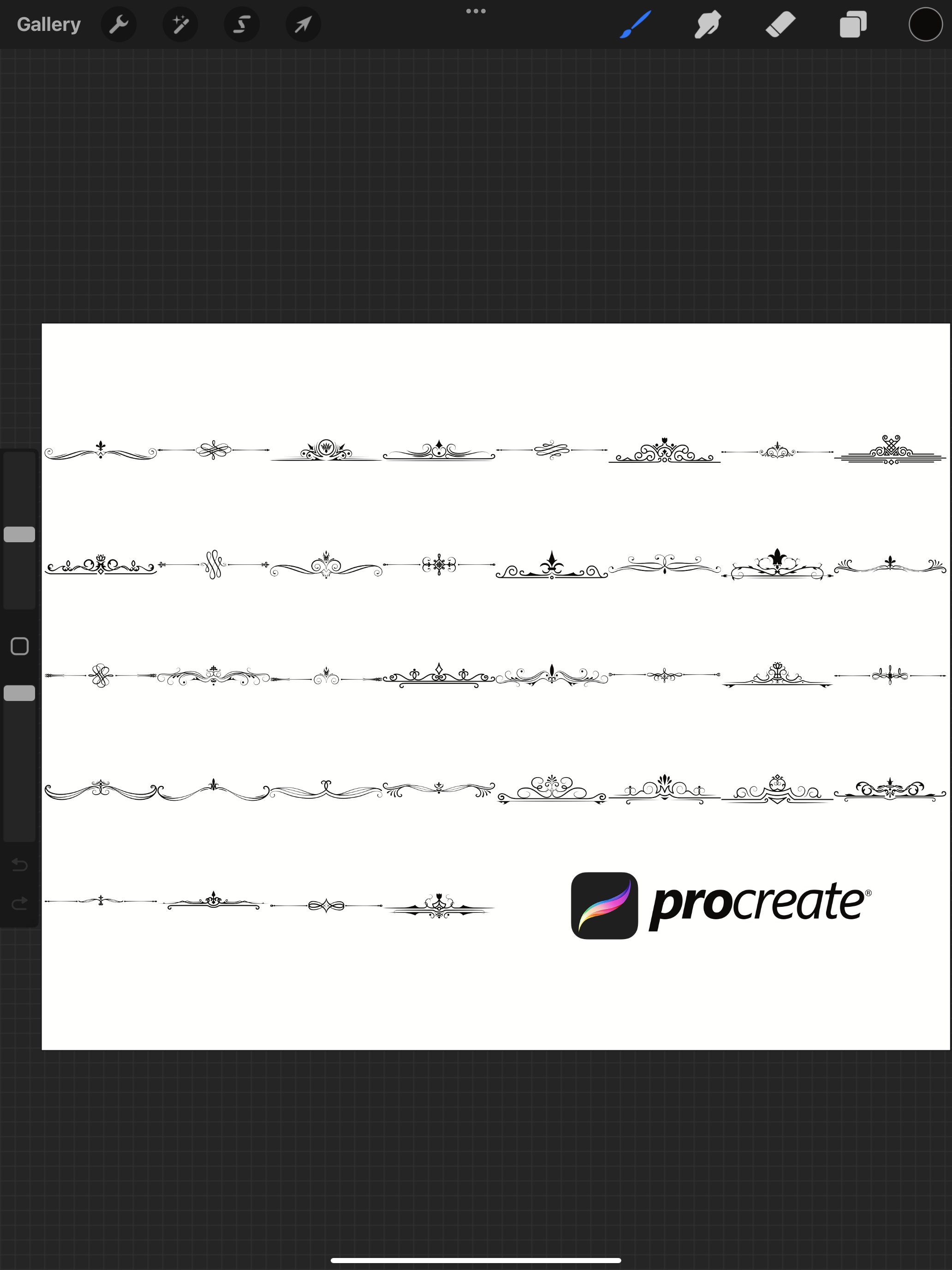 Page Divider Borders Set 1 Procreate Brush Stamps, 36 Divide