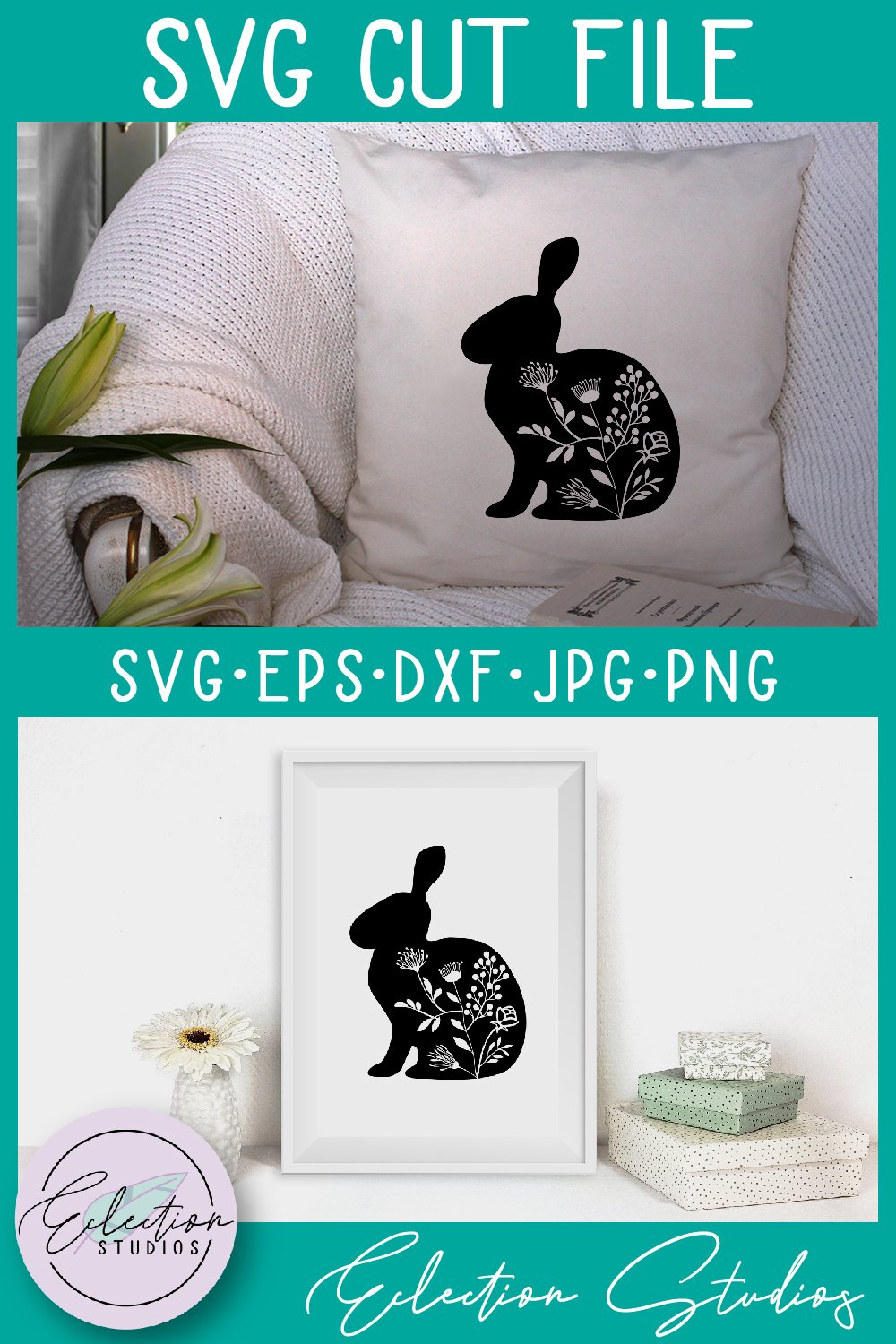 Floral Rabbit, Bunny with Flowers, Easter Bunny (512728)