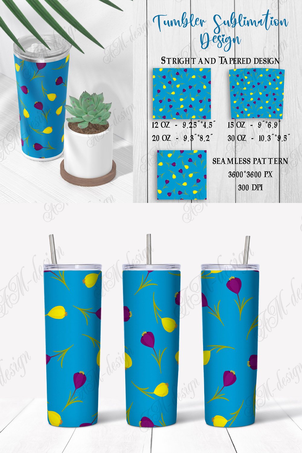 Tumbler sublimation design blue