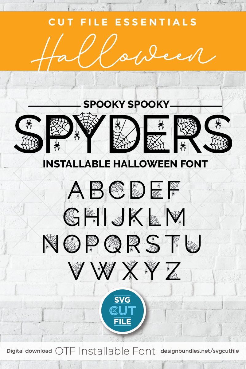 Halloween Spider font, an OTF file with spiderweb letters