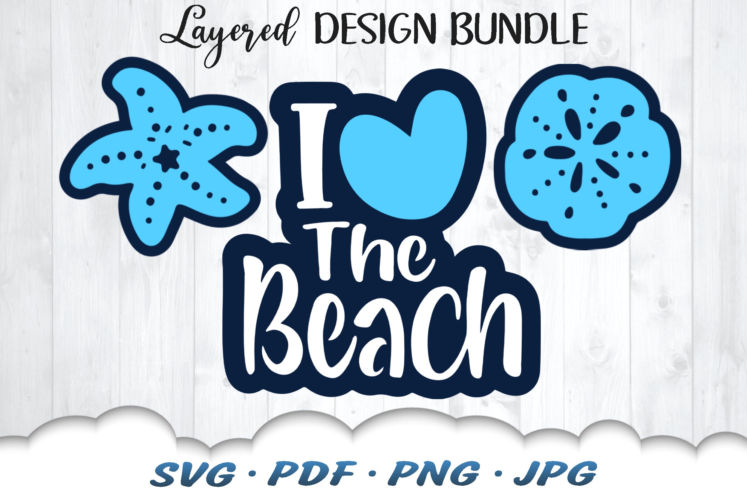 Layered I Love The Beach SVG Bundle