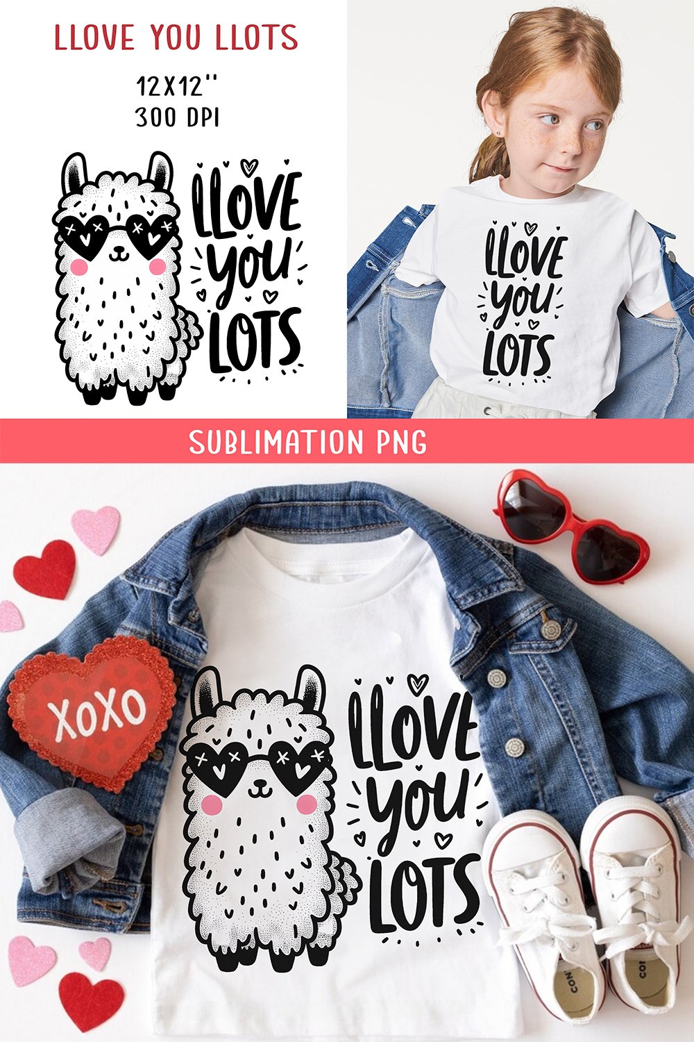 Llove you llots Llama SUBLIMATION PNG. Valentine's (3056077)