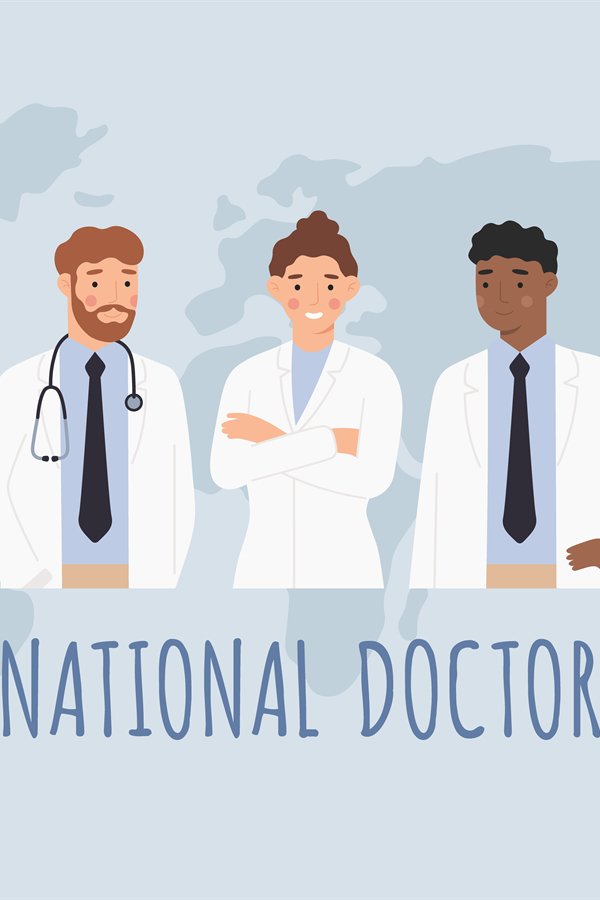 International doctors day. Clinical professionals, men and w