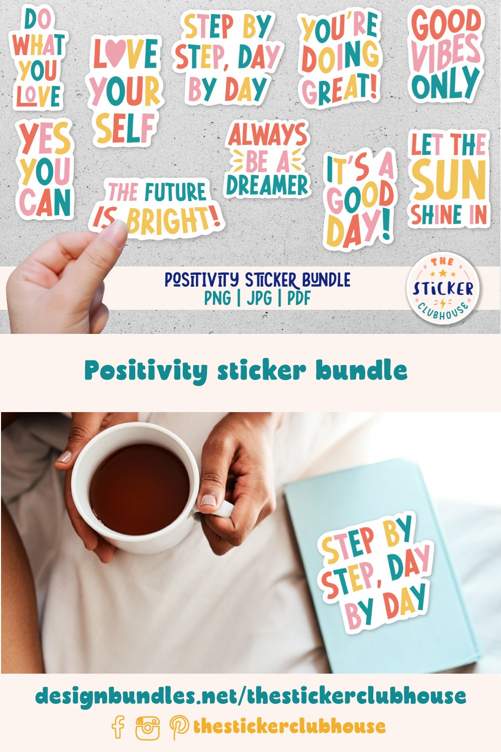 Positivity Stickers Set, Inspirational Sticker Bundle