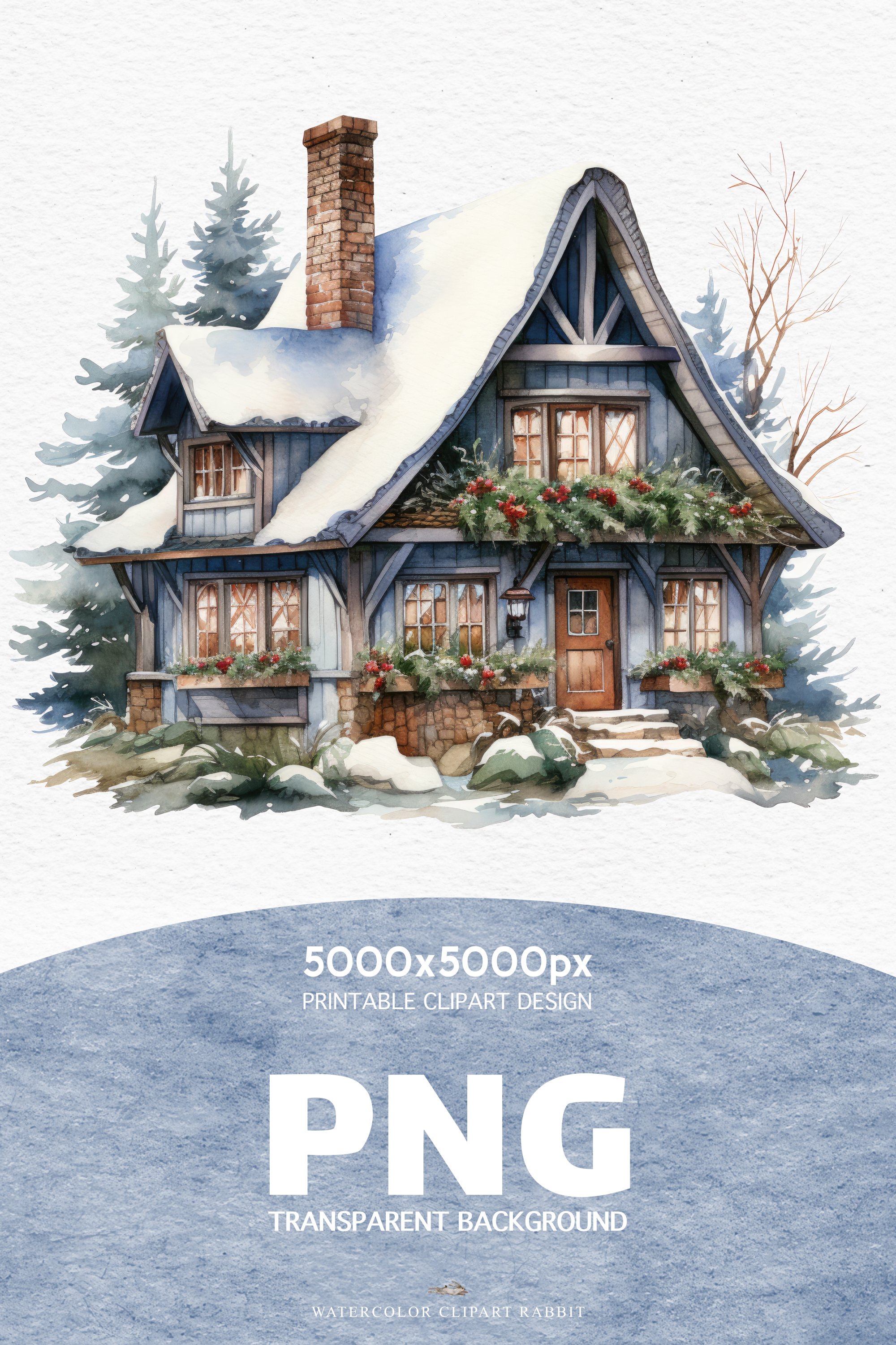 Christmas Winter Snow House Landscape Clipart Forest Cabin