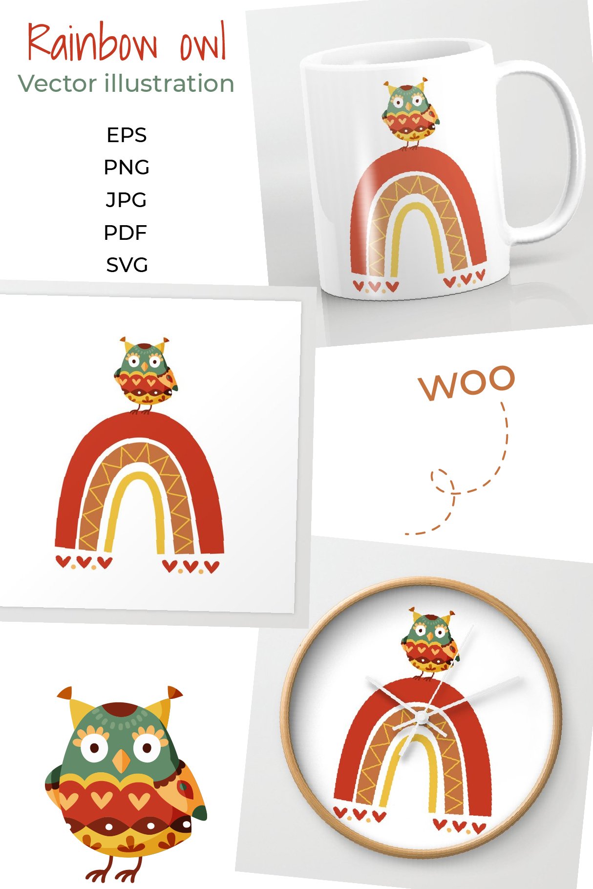 Rainbow owl Nursery Art. Rainbow Print kids design