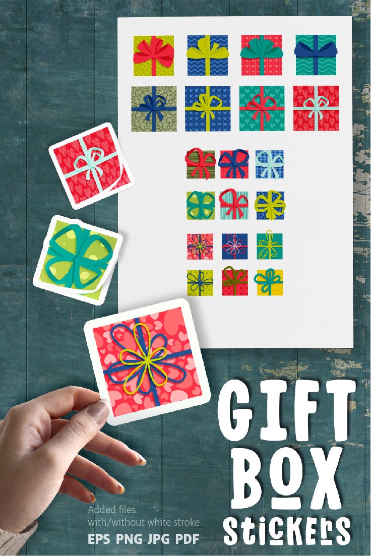 Gift Box Sticker Bundle | Stickers Pack | EPS PNG (1088902)