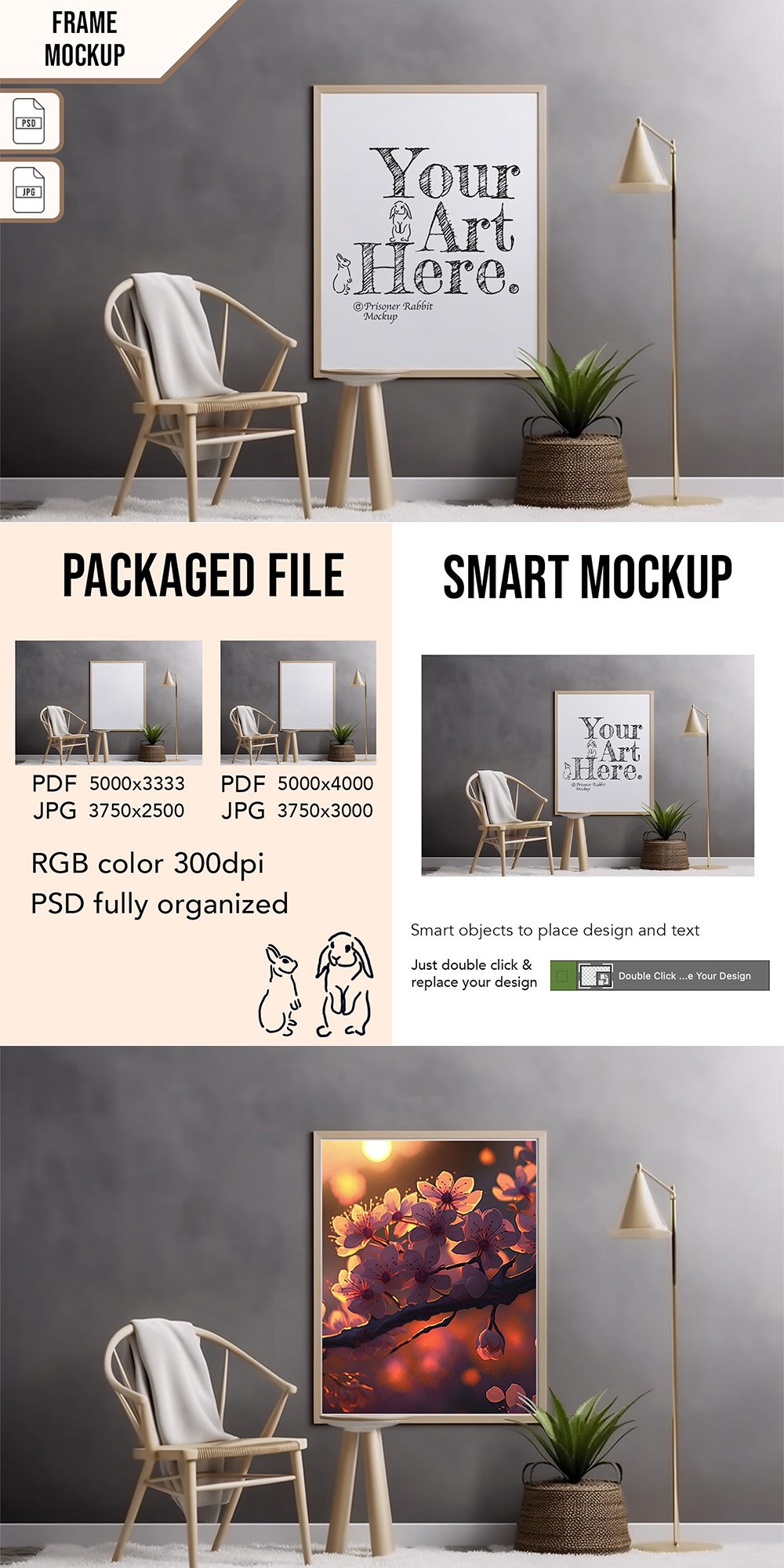 Wooden Frame Smart Mockup PSD & JPG Template (2770505)
