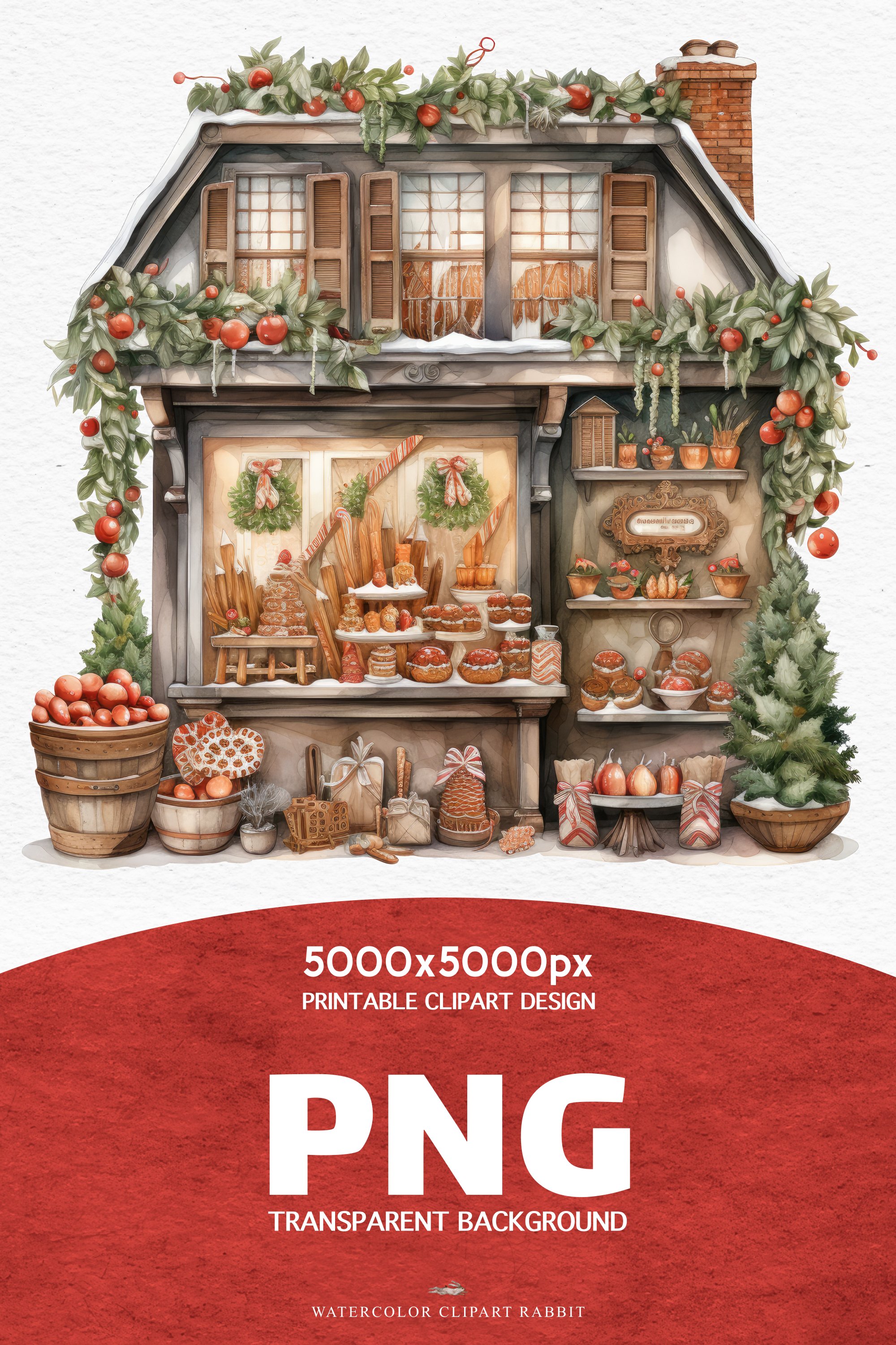 Christmas Vintage Candy Storefront House Winter Shop Clipart