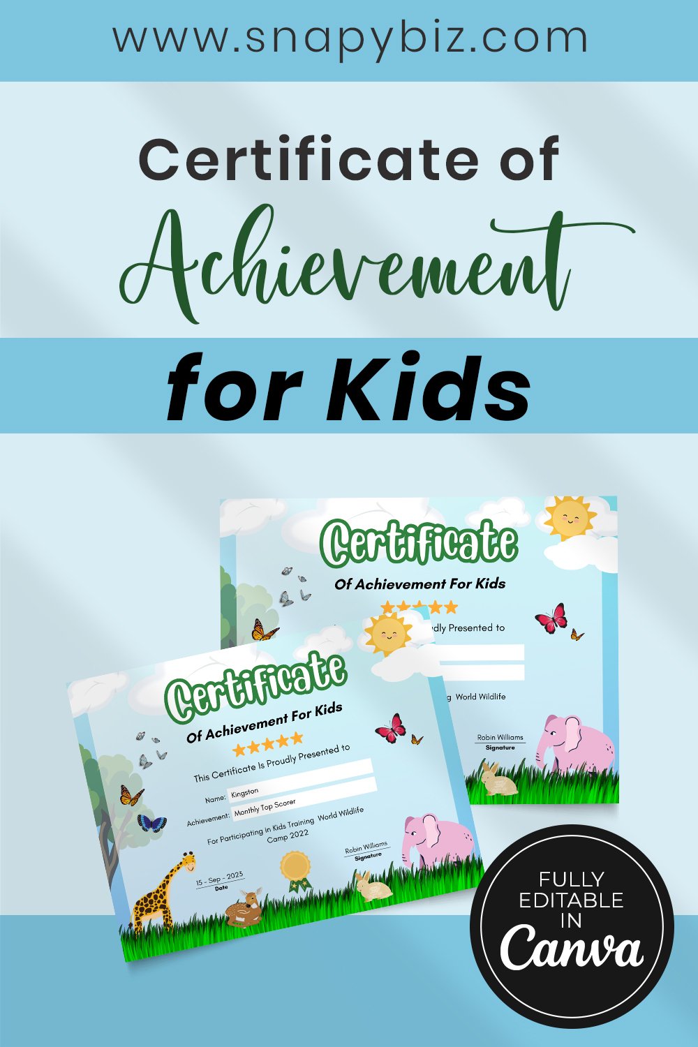 Customizable Child Certificate