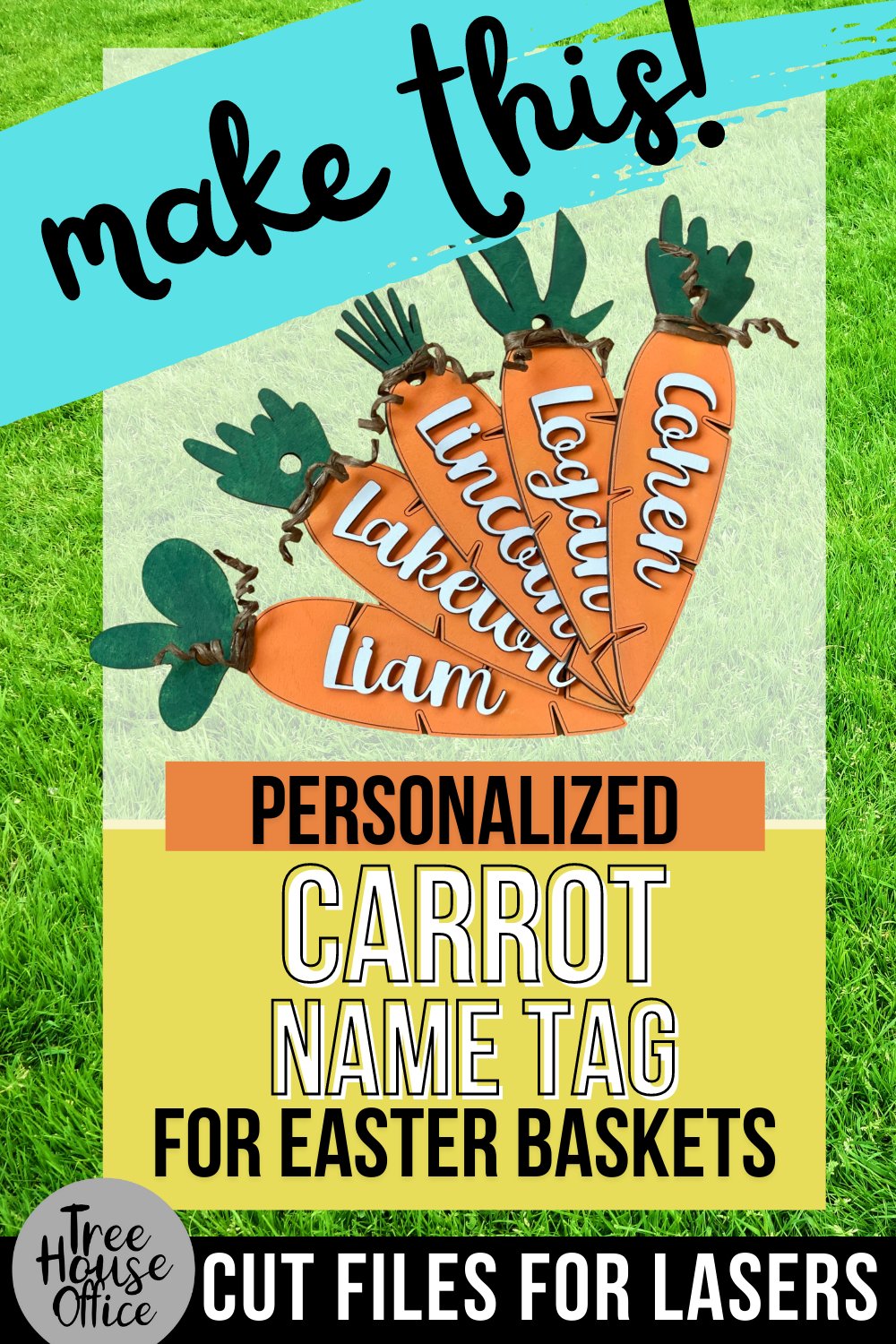 Easter Basket Name Tag Laser SVG, Carrot Name Tag for Easter
