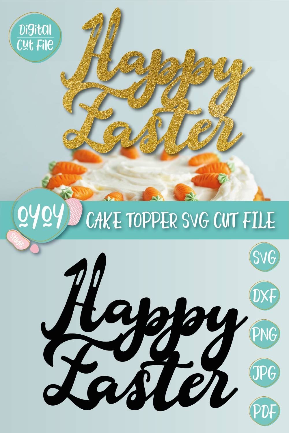 Happy Easter SVG | Easter Cake Topper Bunny SVG