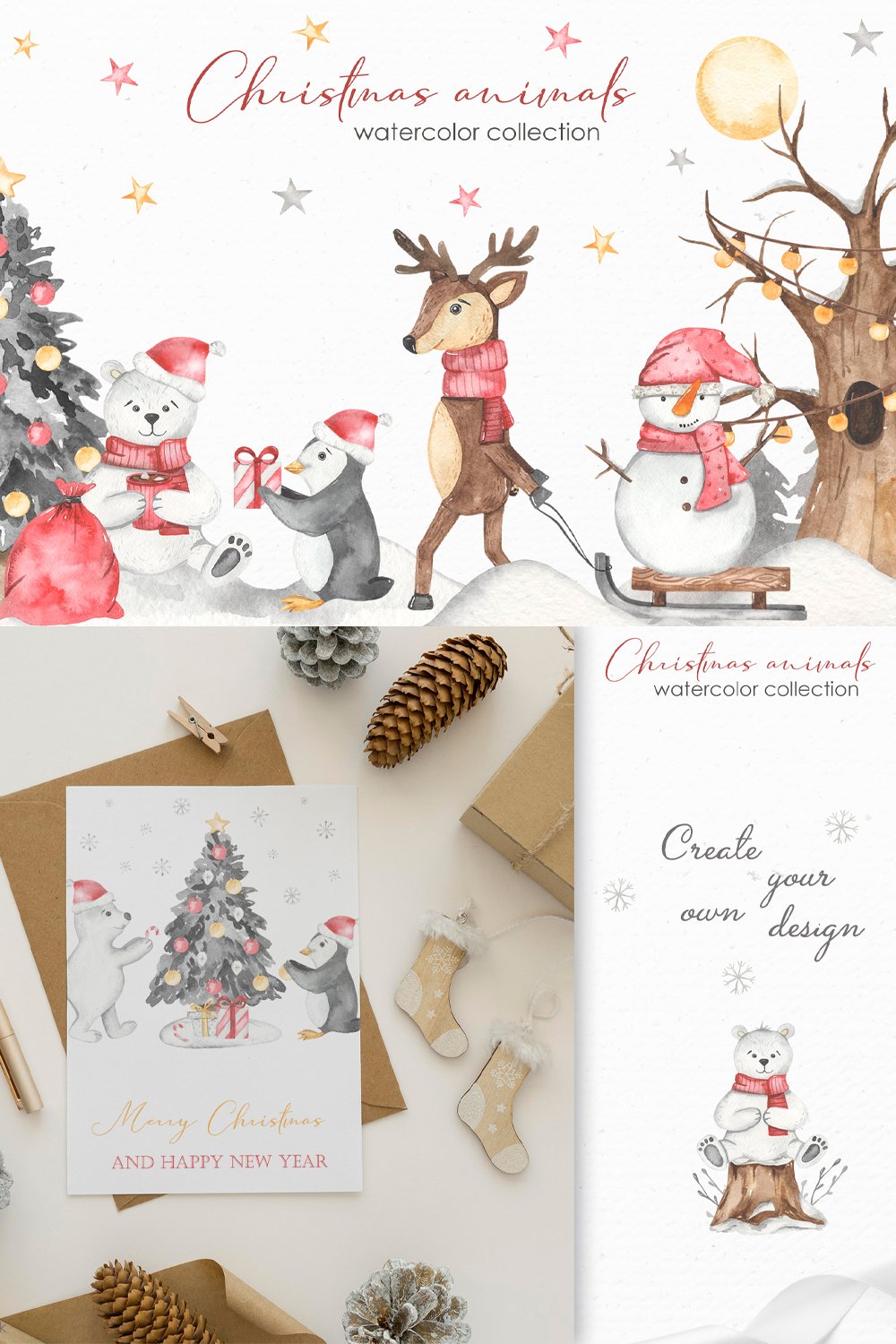 Christmas animals watercolor (1609171)