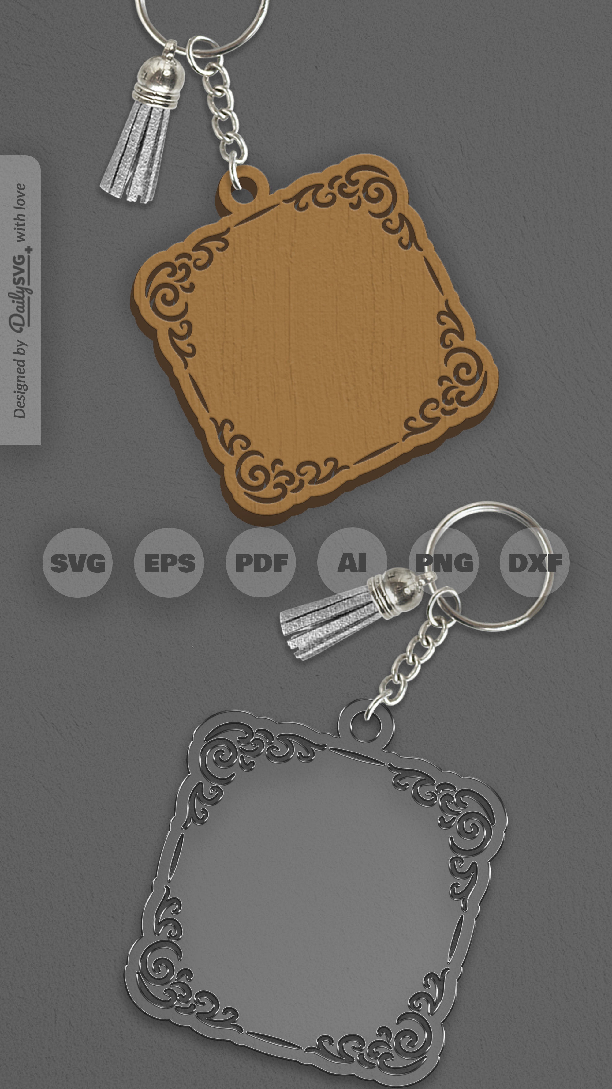 Decorative Frame Keychain SVG (6287965)