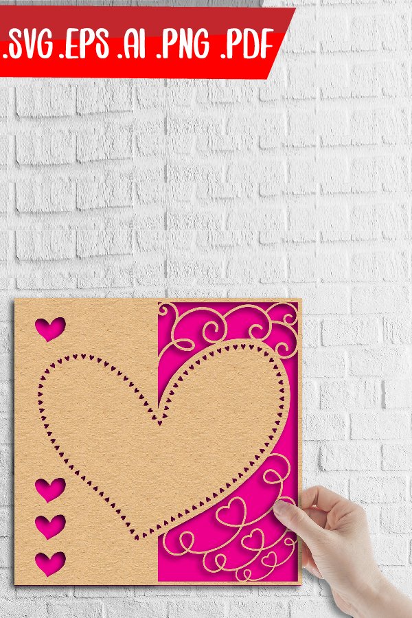 Heart card cover papercut 2 - svg eps png ai pdf