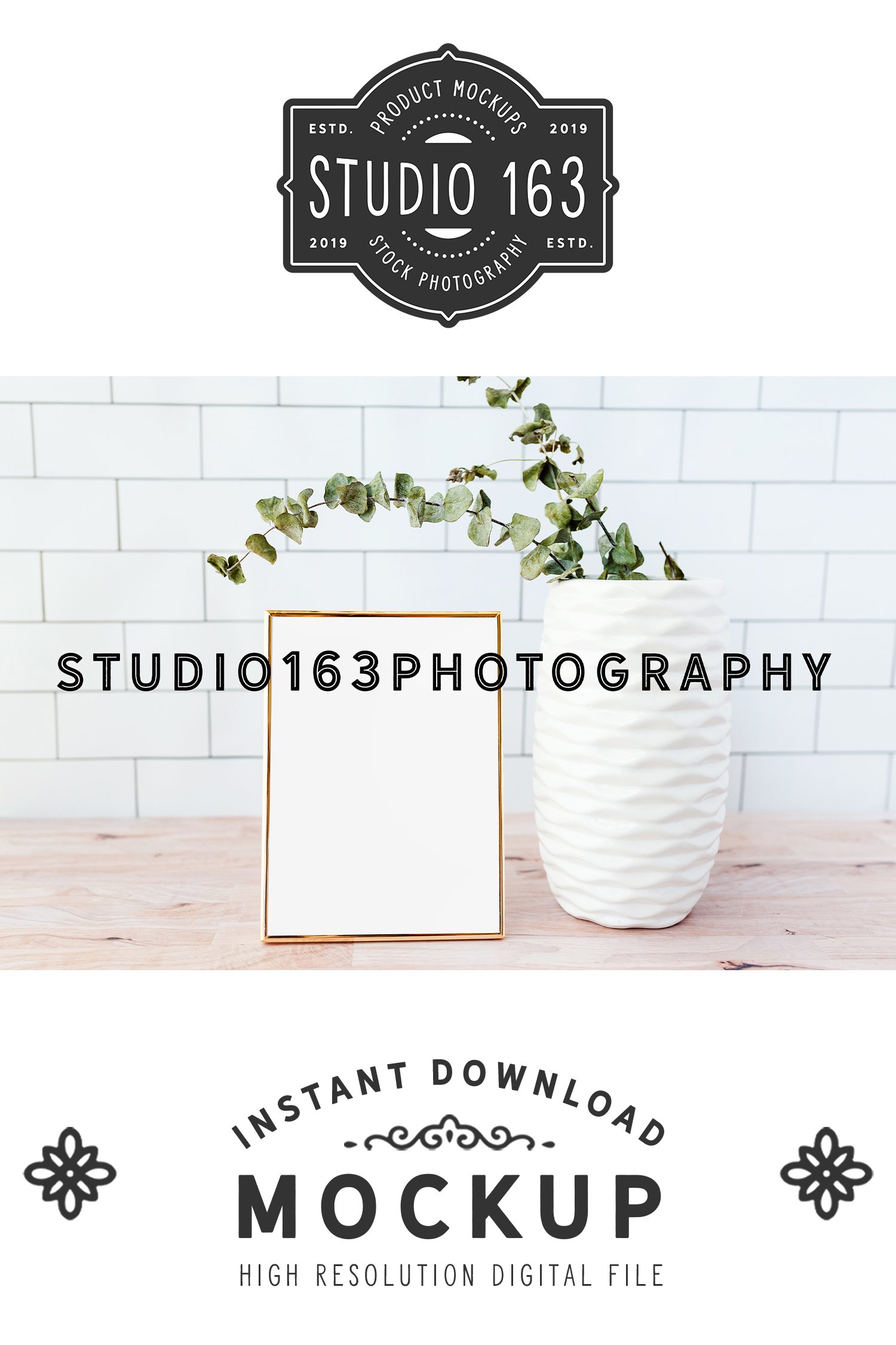 5x7 Frame Mockup | JPG and PSD Smart Object | Thin Frame