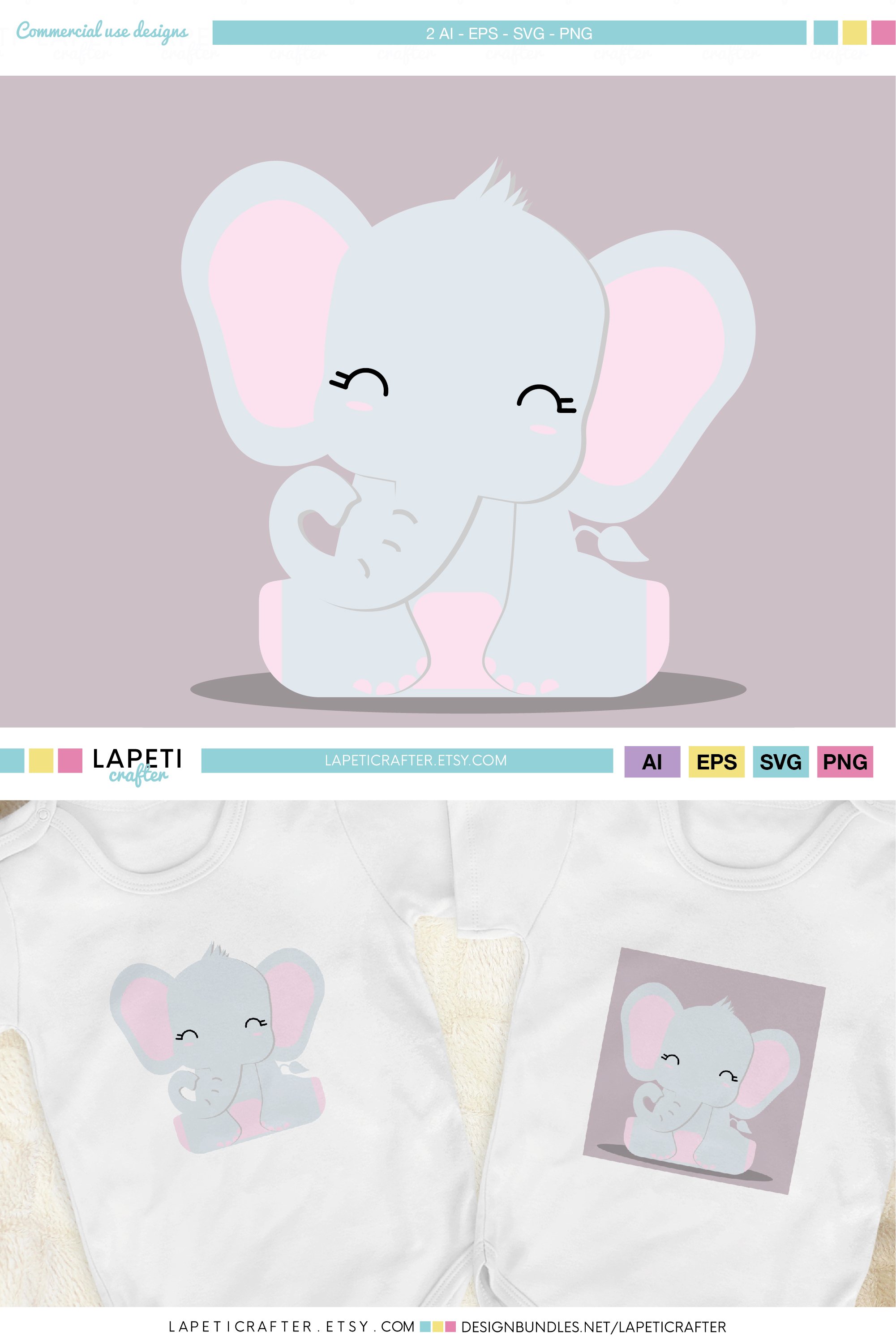 Baby Girl Elephant Vector Illustration | Editable file