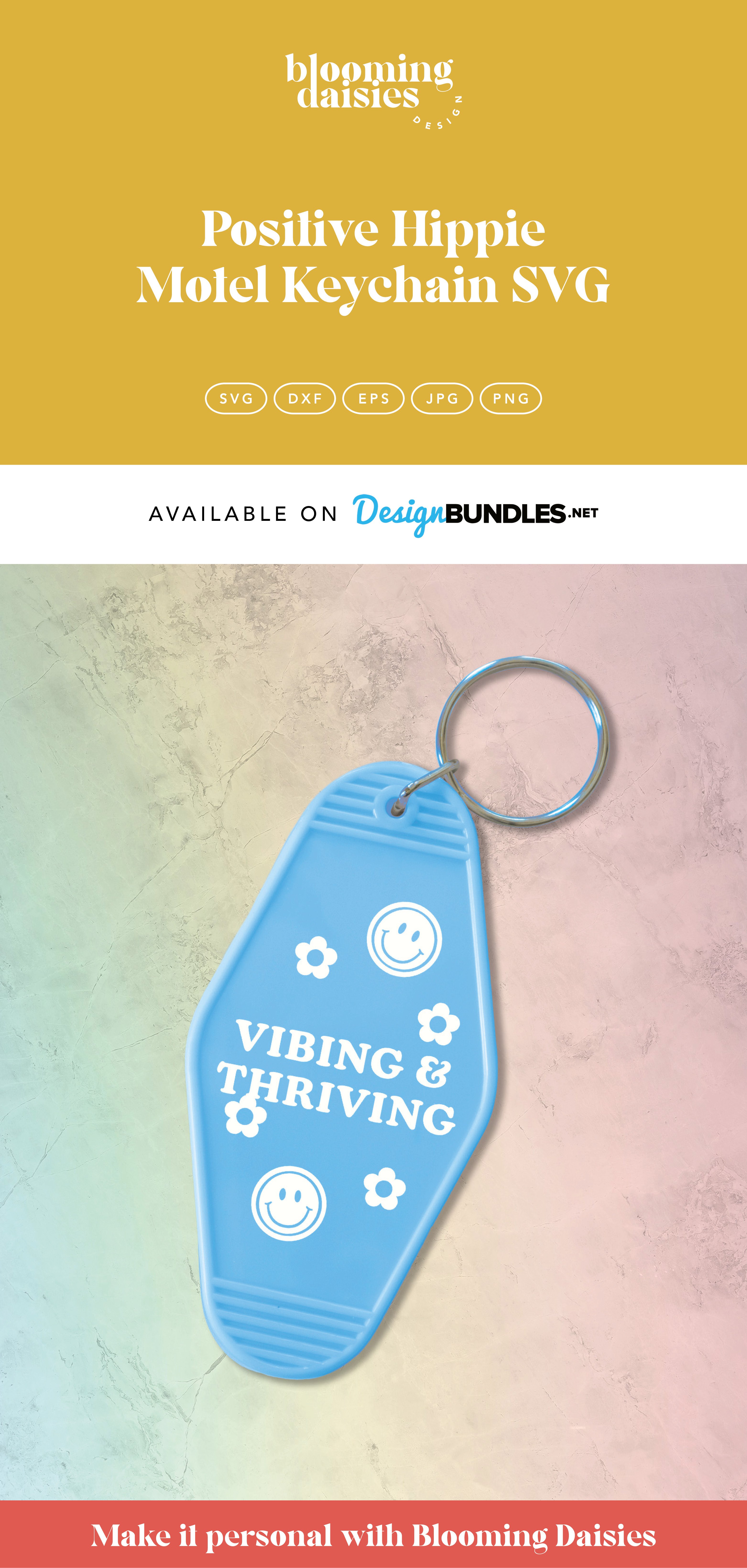 Vibing and Thriving SVG | Hippie Quote Motel Keychain SVG