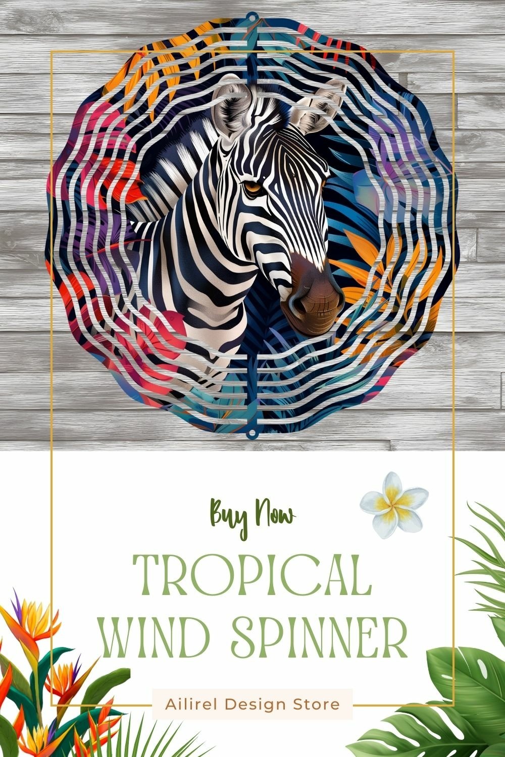 Colorful Zebra Wind Spinner Sublimation Design