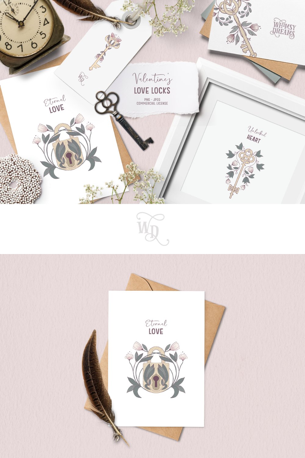 Hand-drawn Valentines clipart| Romantic heart clipart