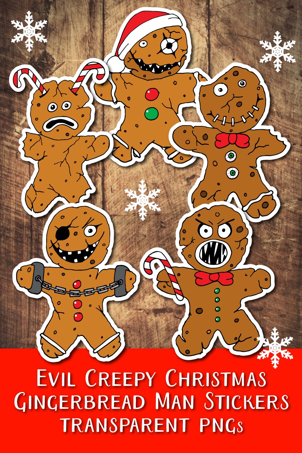 Evil Creepy Christmas Gingerbread Man Stickers (1644644)