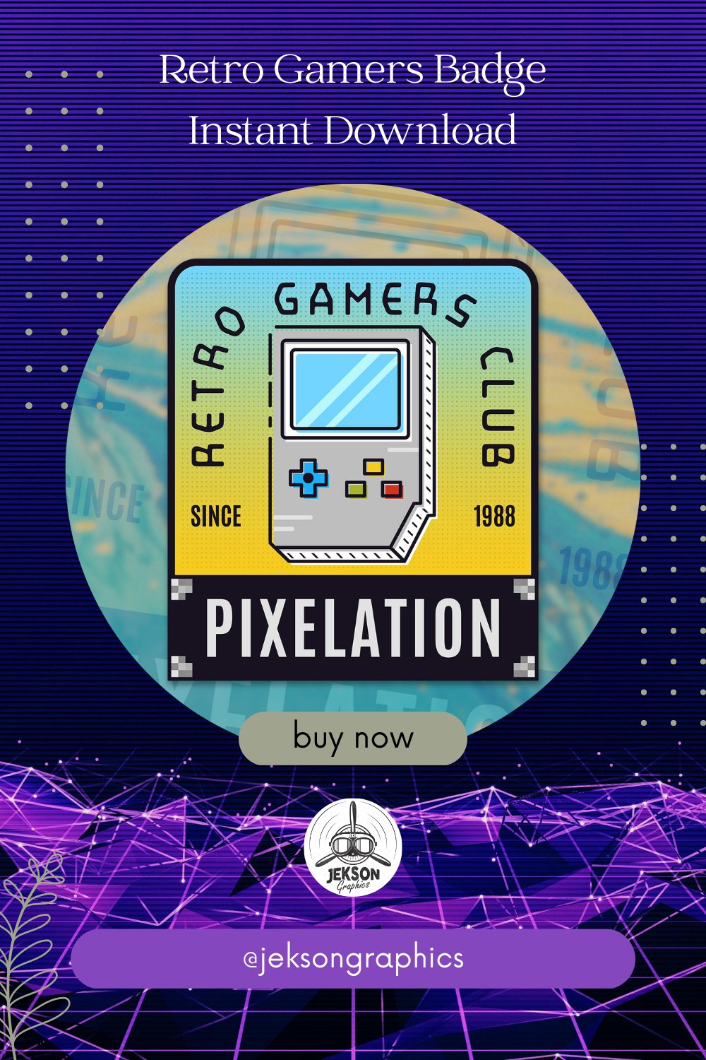 Retro Gamers Badge for T-shirt Design with Vintage Console