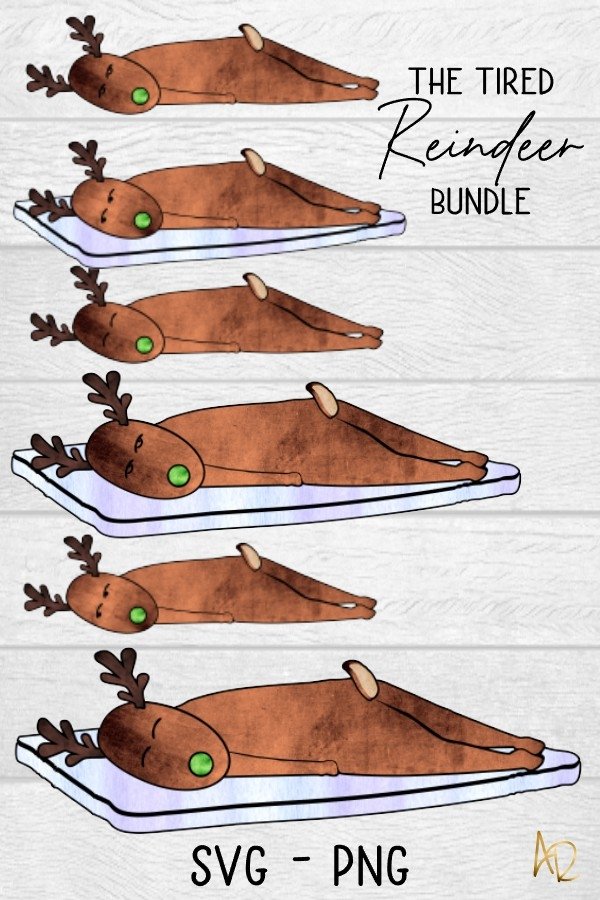 The Tired Reindeer Bundle | Sublimation PNG SVG