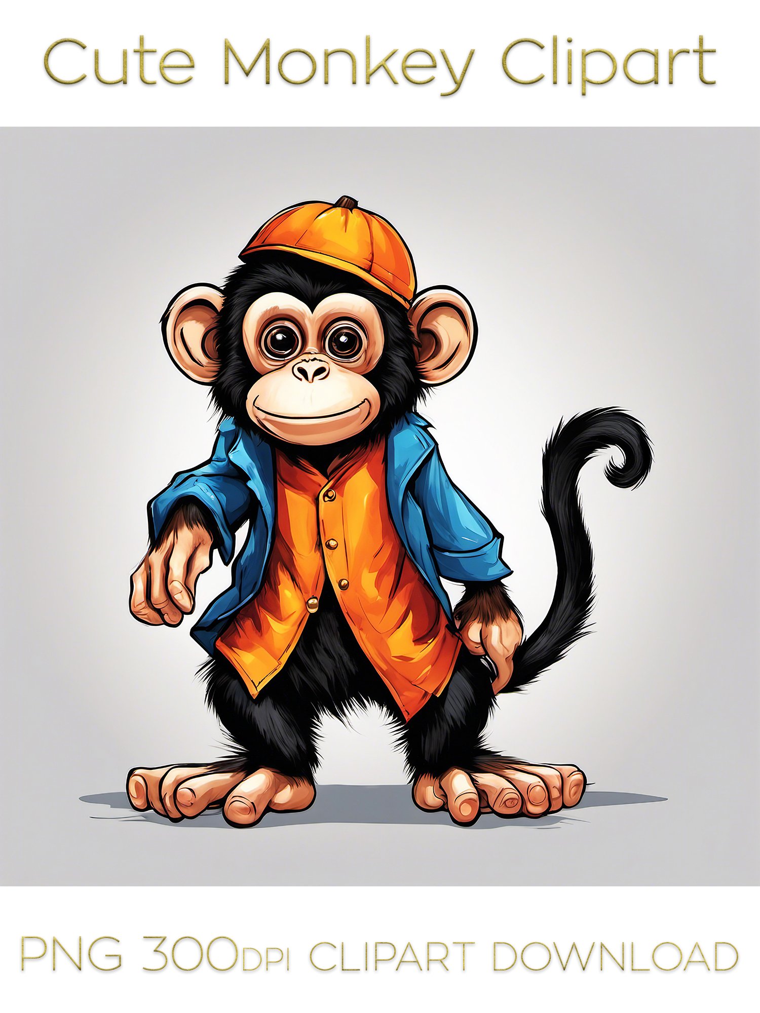 Cute Monkey clipart 1 Monkeys sublimation illustration PNG